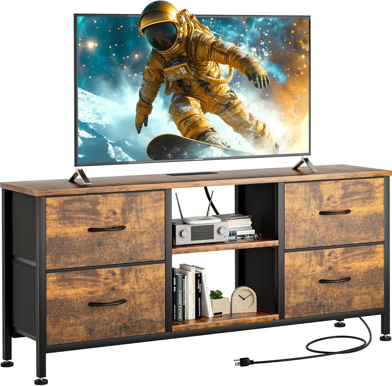 TV Stand Dresser for Bedroom, Entertainment Center with Power Outlet ...