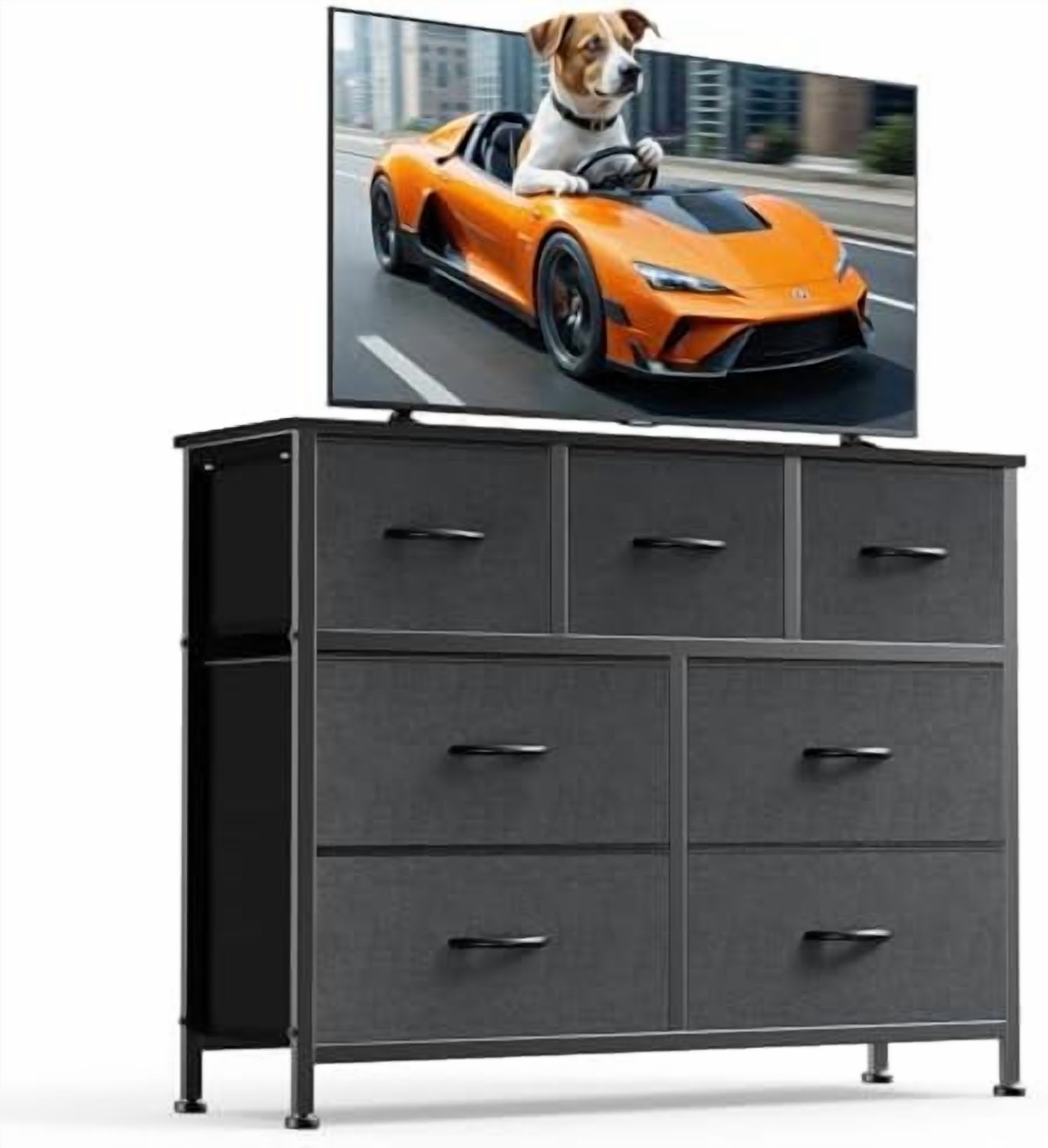 TV Stand Dresser for Living Room Bedroom with 7 Fabric Drawer ...