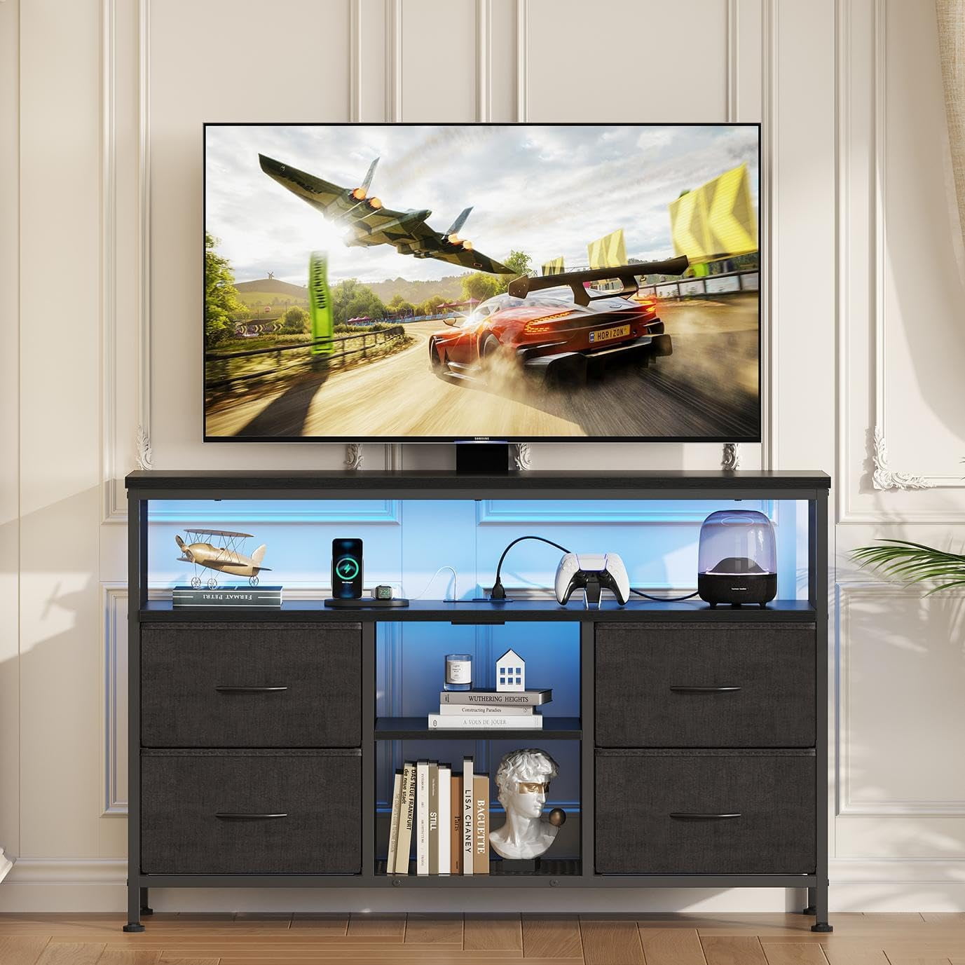 TV Stand Dresser for Bedroom with 4 Drawers, Entertainment Center with ...