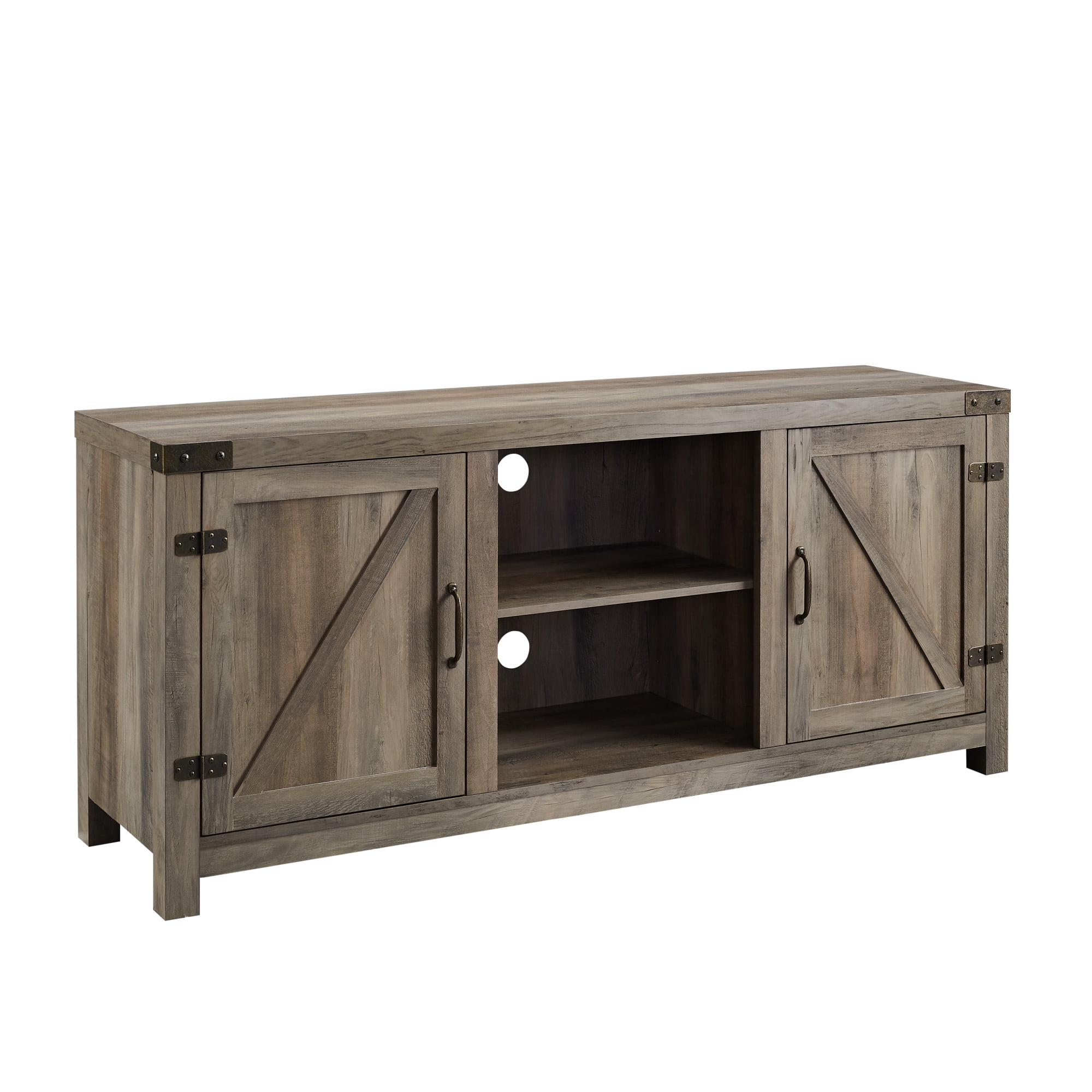 TV Stand Farmhouse Barn Door TV Stand for TVs up to 65" - Grey Wash ...
