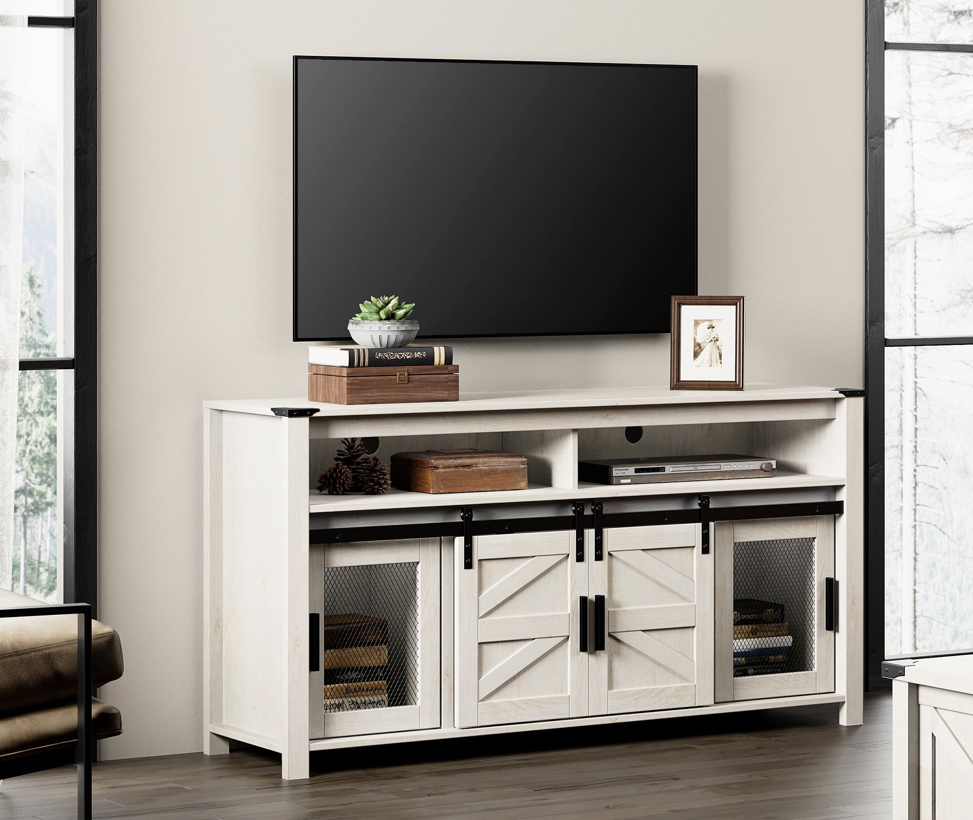 TV Stand Farmhouse Entertainment Center for TVs Up to 65 inch, Wood TV ...