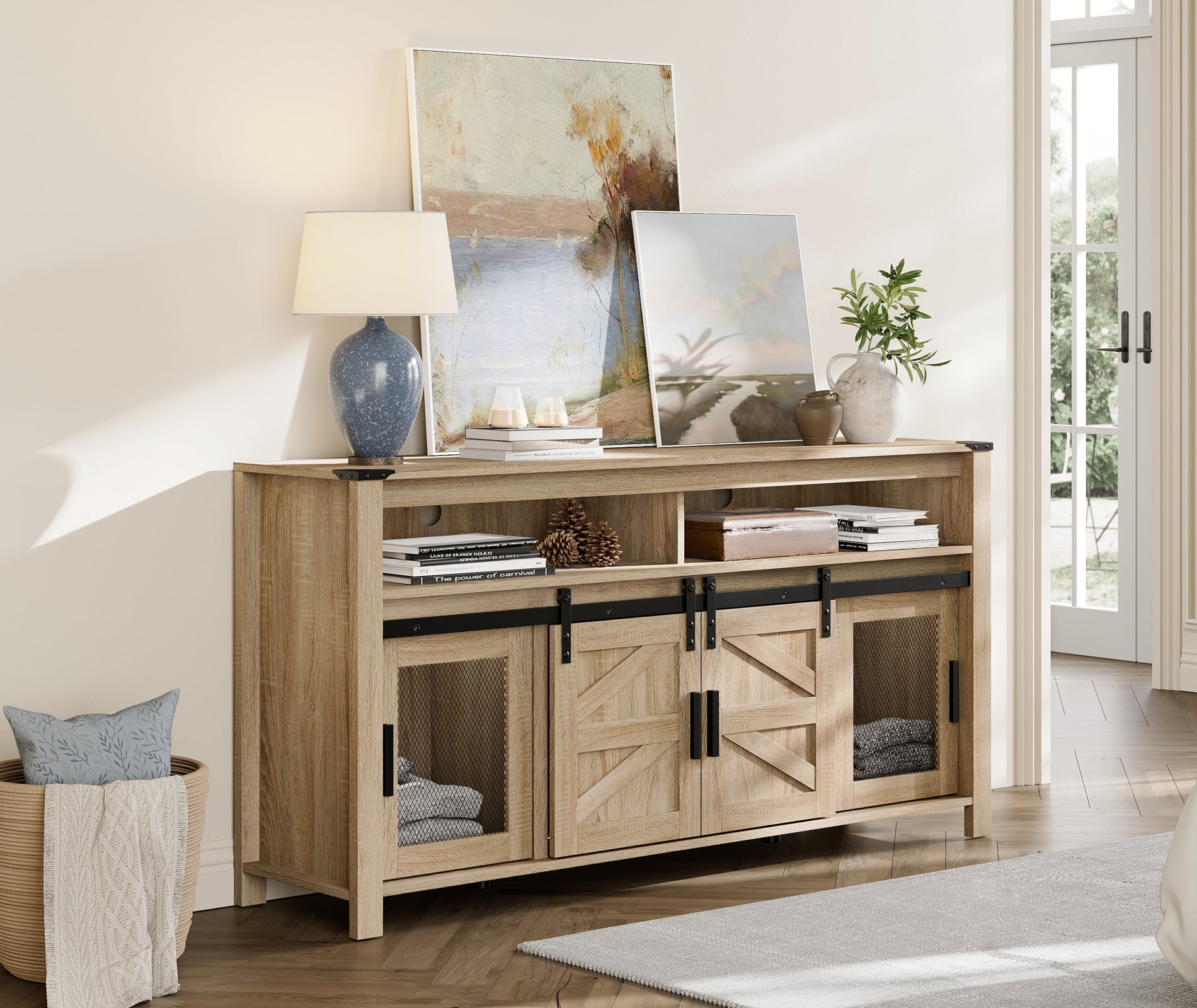 Free Shipping! Wampat TV Stand Farmhouse Entertainment Center for 65 ...