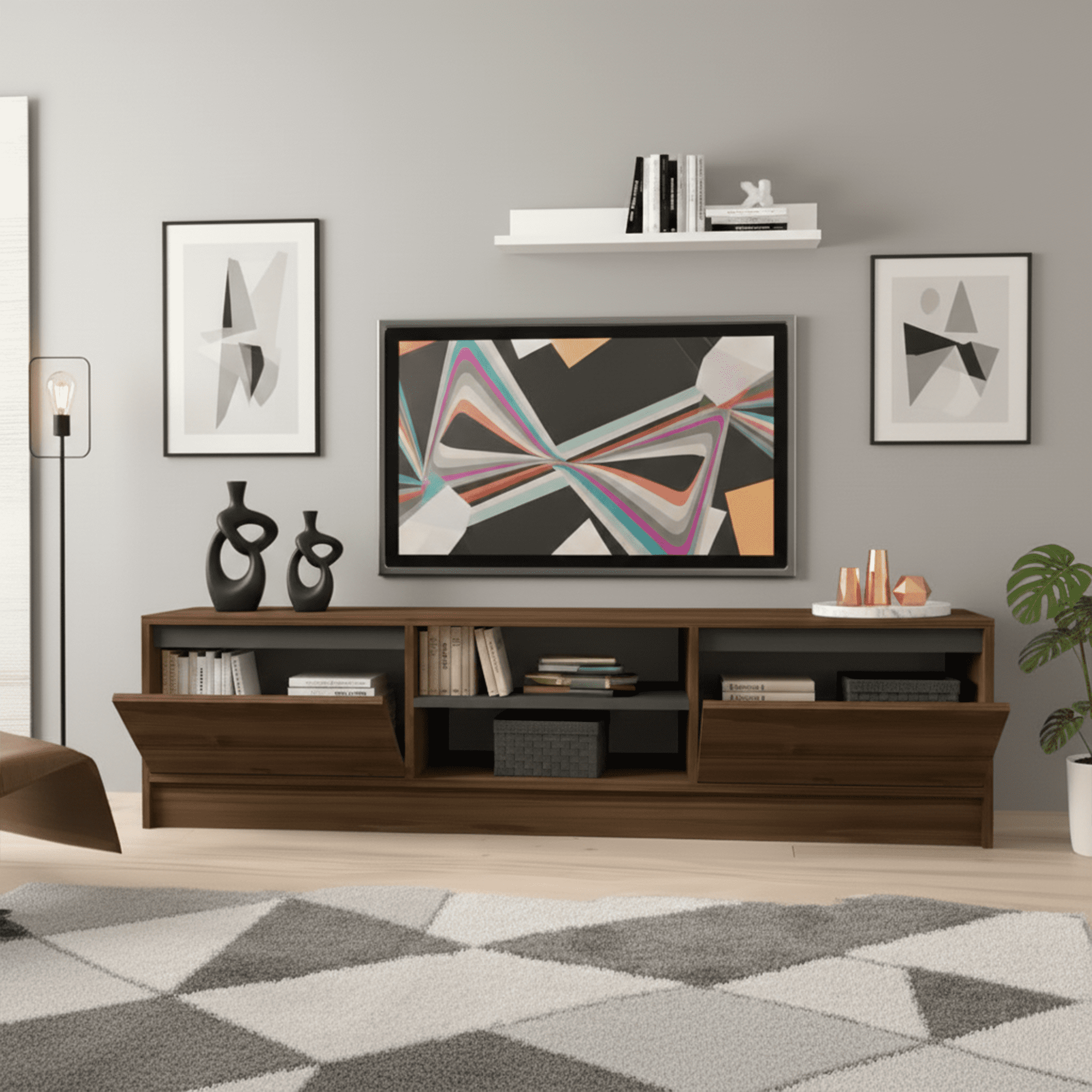 TV Stand For TVs Up To 78" With 2 Cabinets and 2 Shelves - Walmart.com