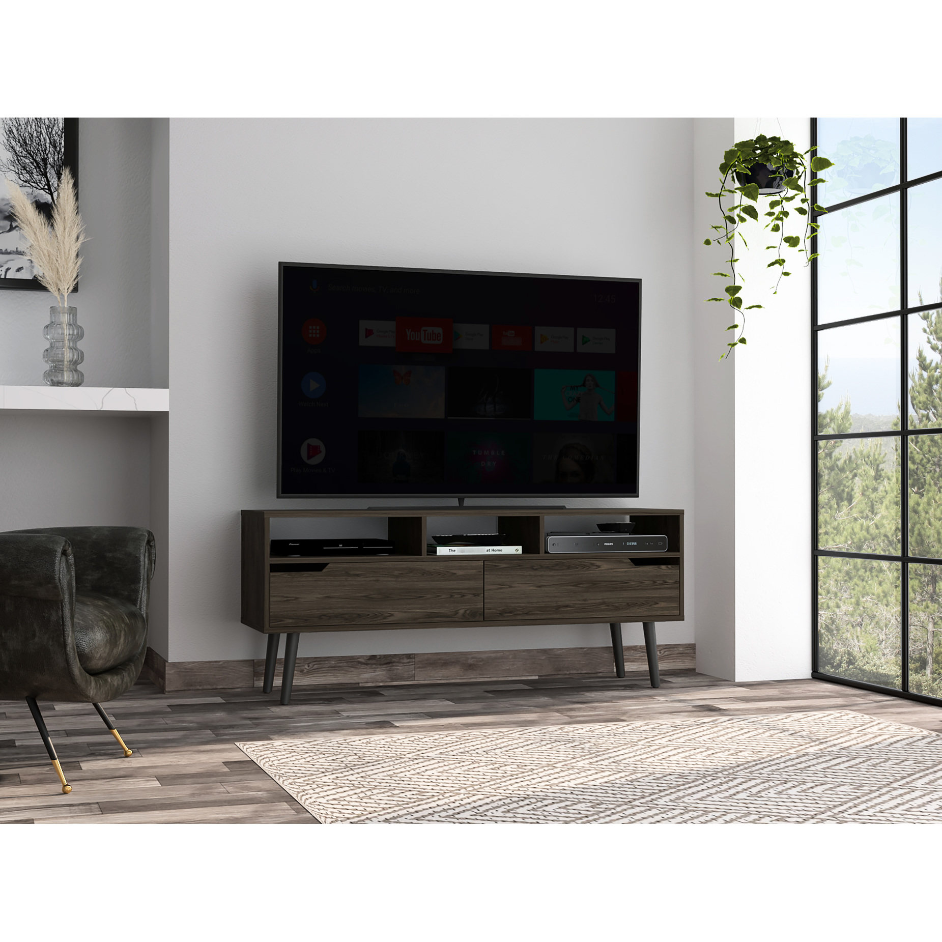 TV Stand | Holds 60" TVs, 3 Open Shelves for Easy Access | Built with ...