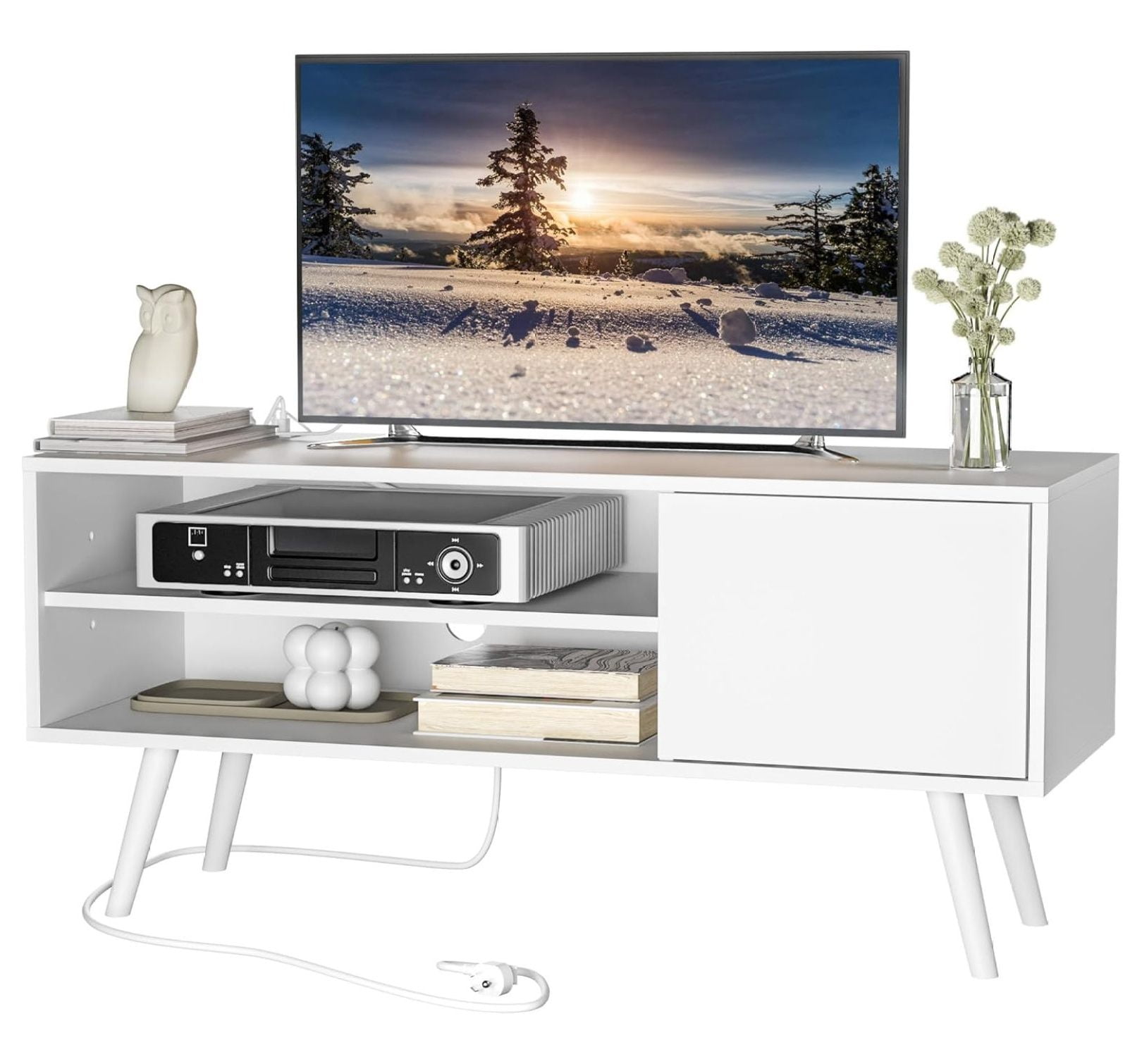 TV Stand for Inch TV, Century Modern Entertainment Center with Storage ...