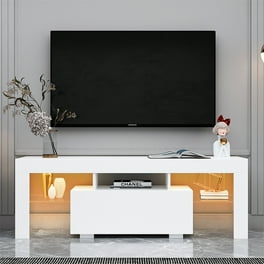 180cm Wall Mounted Floating 80 TV Stand with 20 Color LEDs Modern High Glossy Entertainment Center Console Table with 2 Storage Shelf Floating TV Shelf Cabinet for Living Room White Walmart