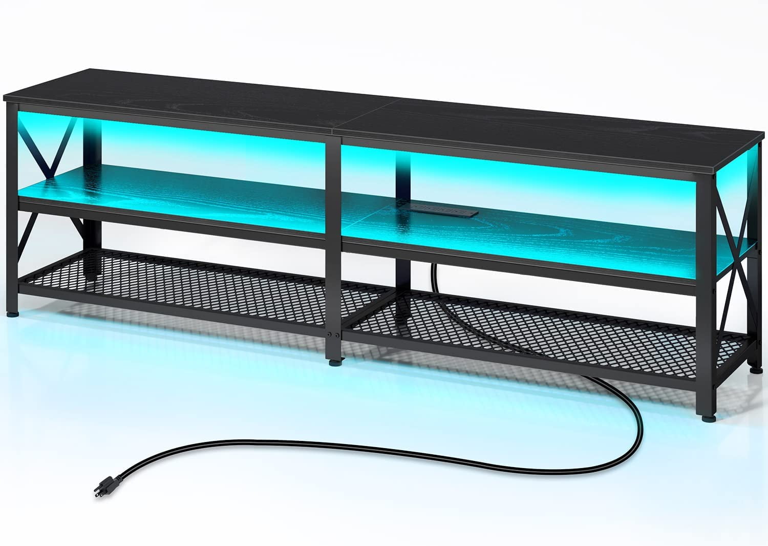 TV Stand with Led Lights & Power Outlets for 32/45/55/60 inch TVs Long ...