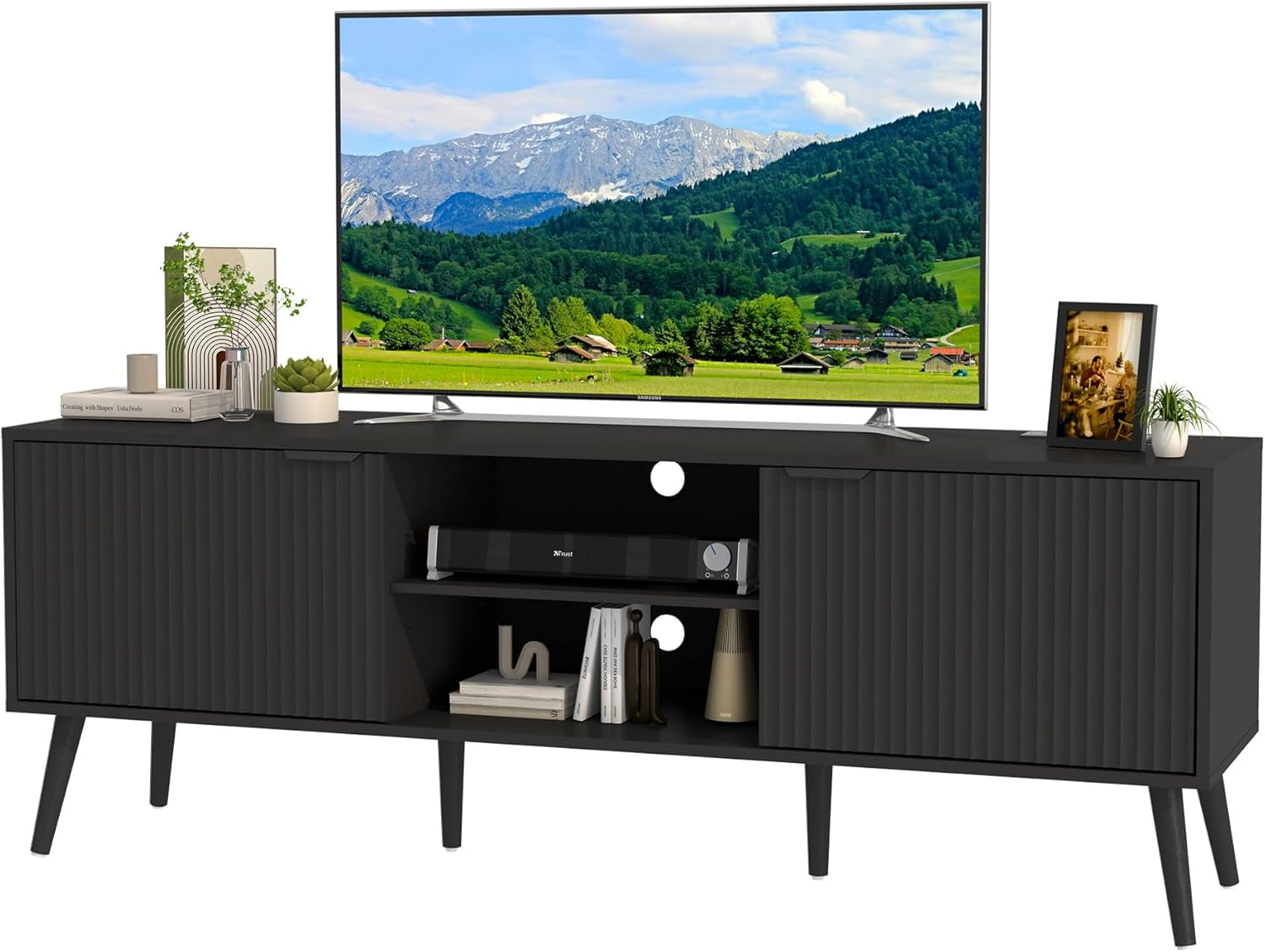 TV Stand for Living Room to 55/60/65/70 Inches, Mid Century Modern TV ...