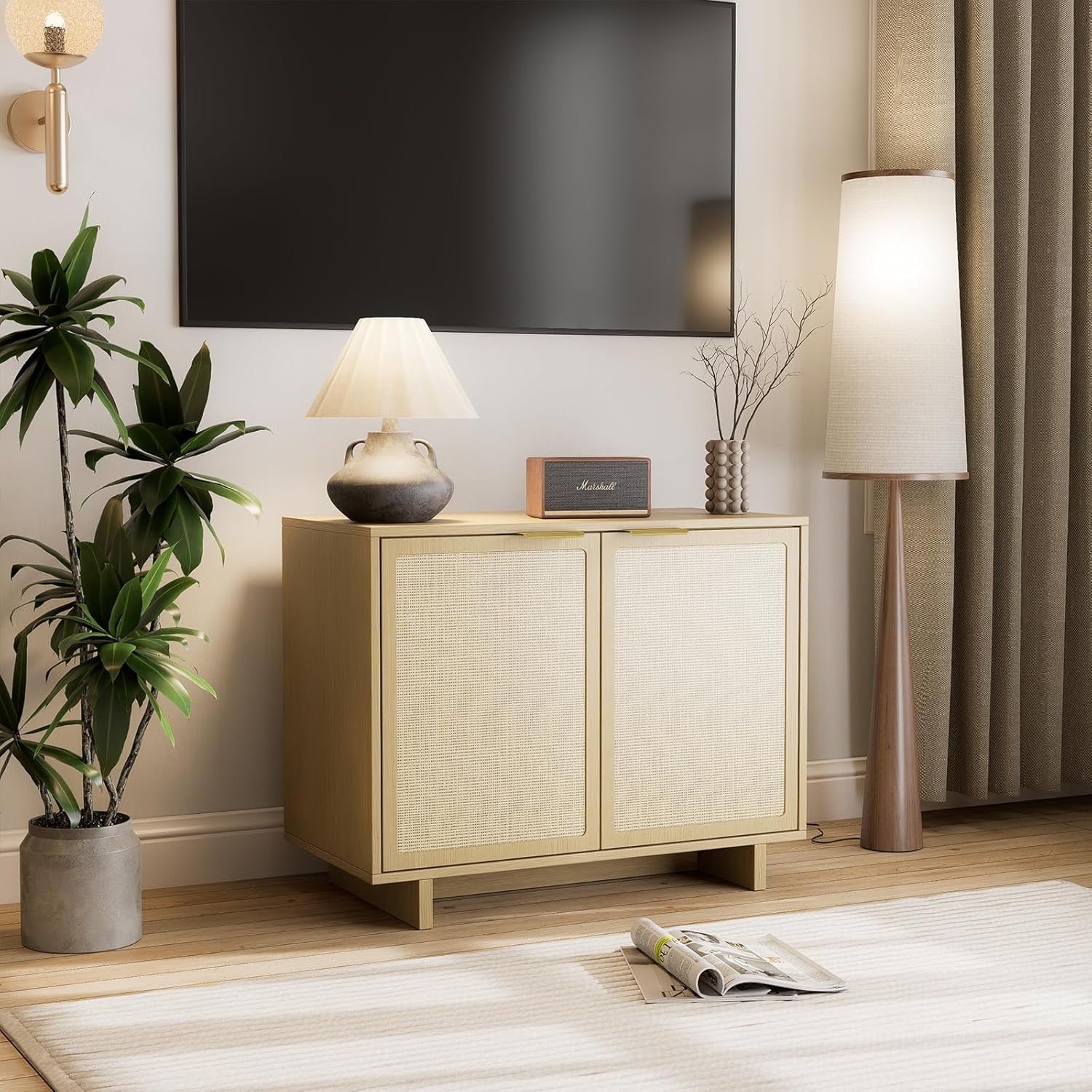 TV Stand for Living Room, Boho Entertainment Center for Bedroom with ...