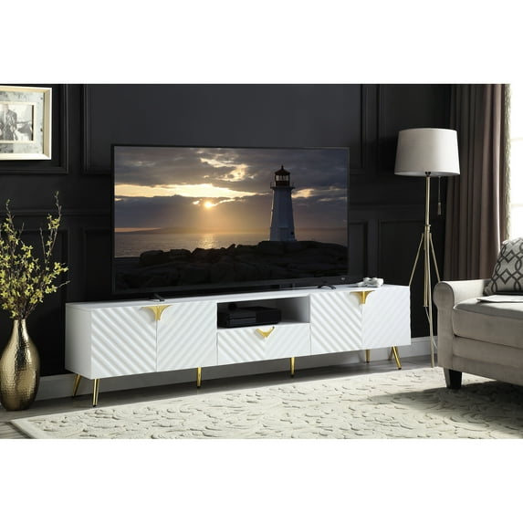 TV Stand | Made for 80" TVs | Metal Side Drawer Glide & Cord Management ...