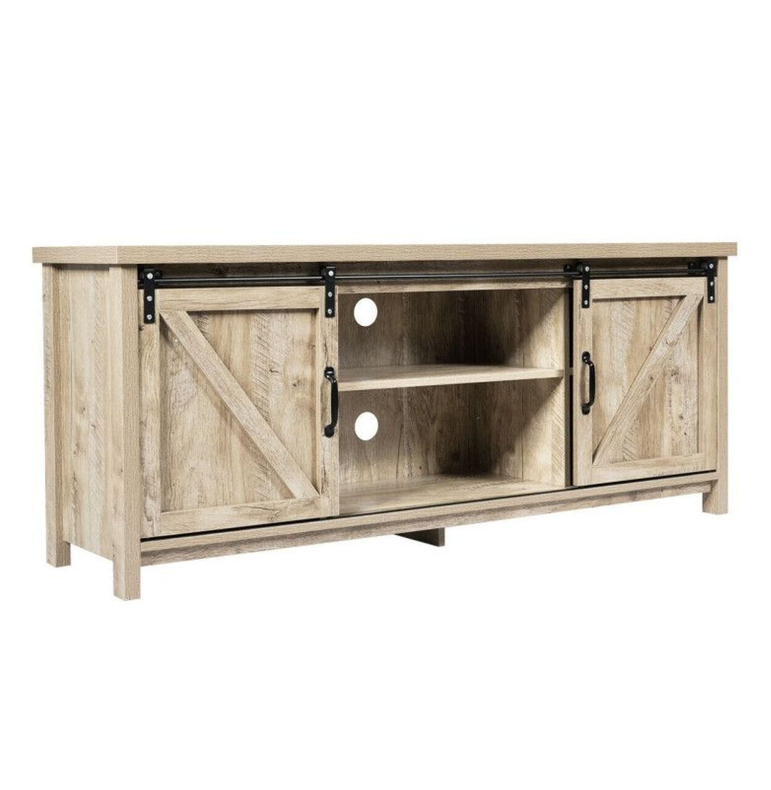 TV Stand Media Center Console Cabinet with Sliding Barn Door for TVs Up ...