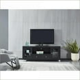 TV Stand Media Console, Modern Black Wood Grain | MDF & Metal ...