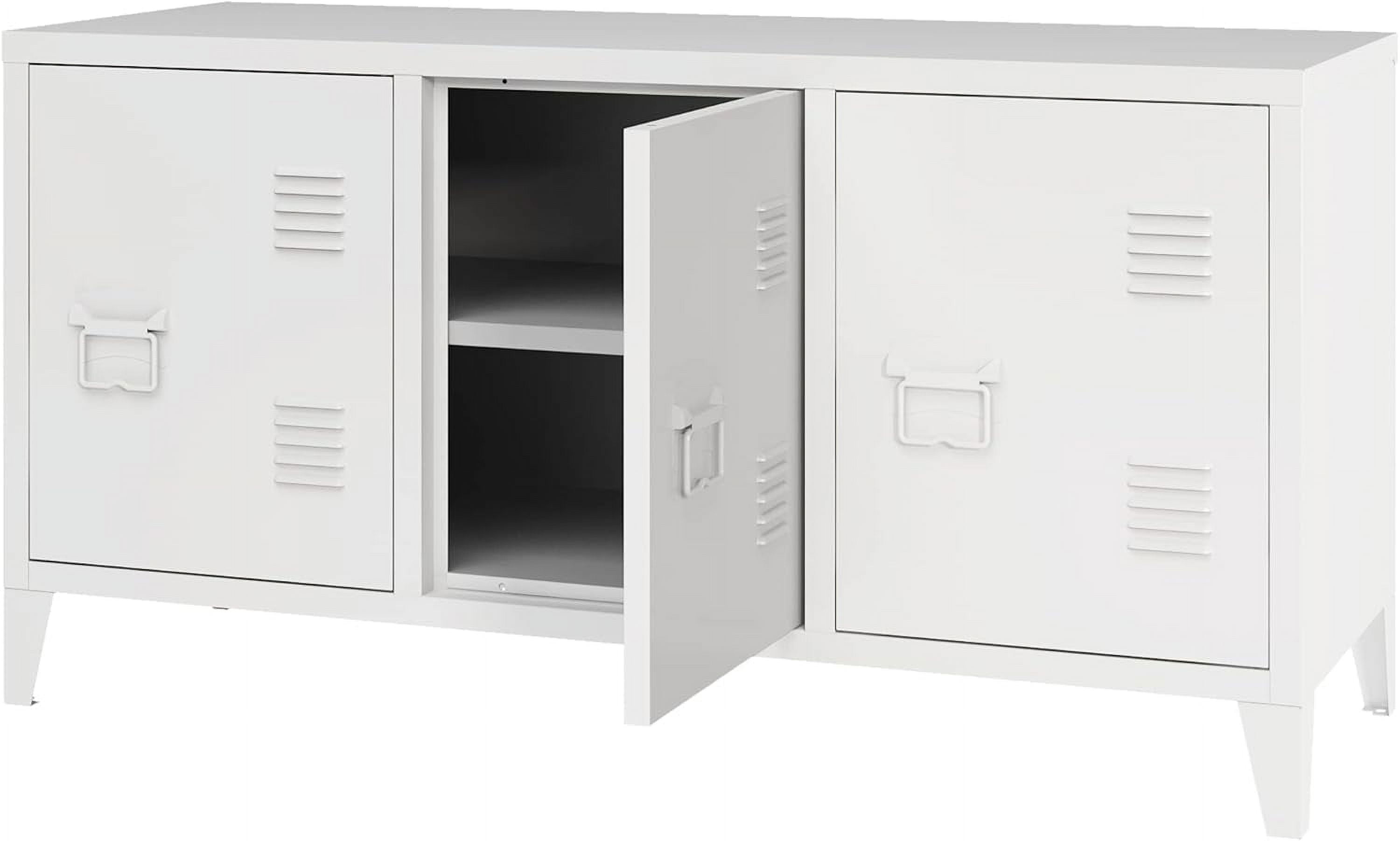 TV Stand Metal TV Table with Storage Steel 3 Door Locker Cabinet for ...
