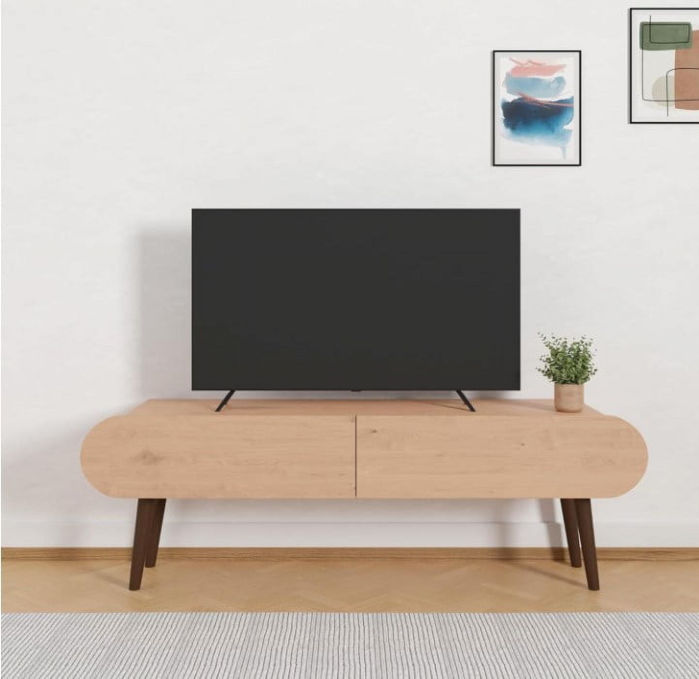 TV Stand | Modern Industrial Media Television Console Table, Solid Wood ...