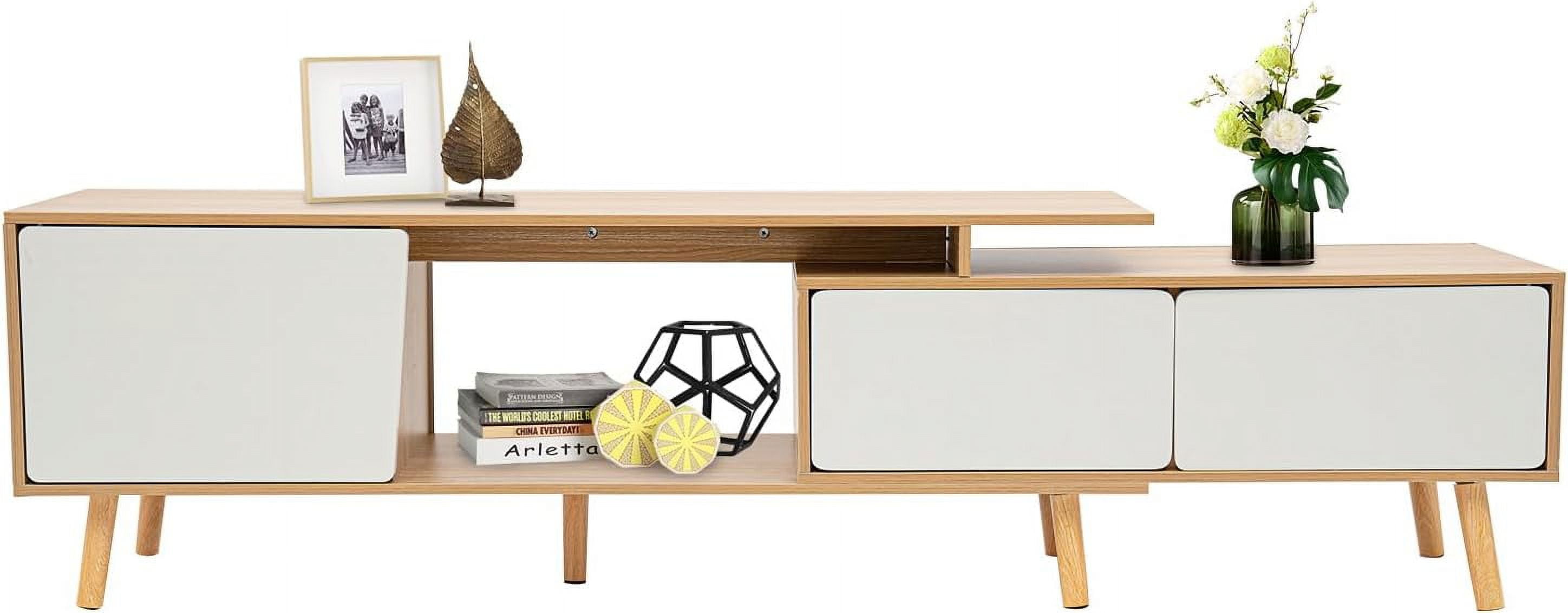 TV Stand, Modern Media Console TV Console with Storage & Door, Wood ...