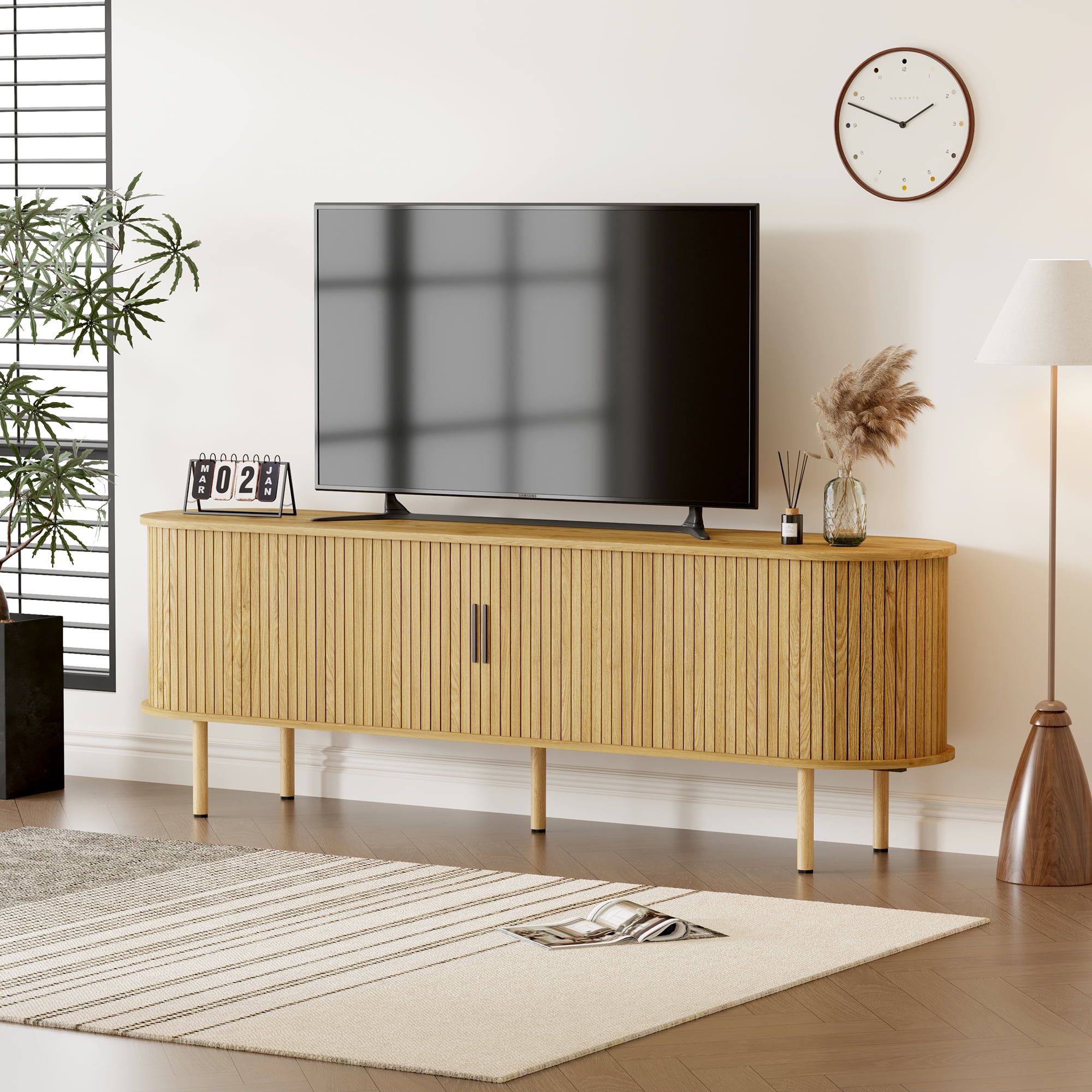 TV Stand, Modern TV Console Table with Storage Compartment and Sliding ...