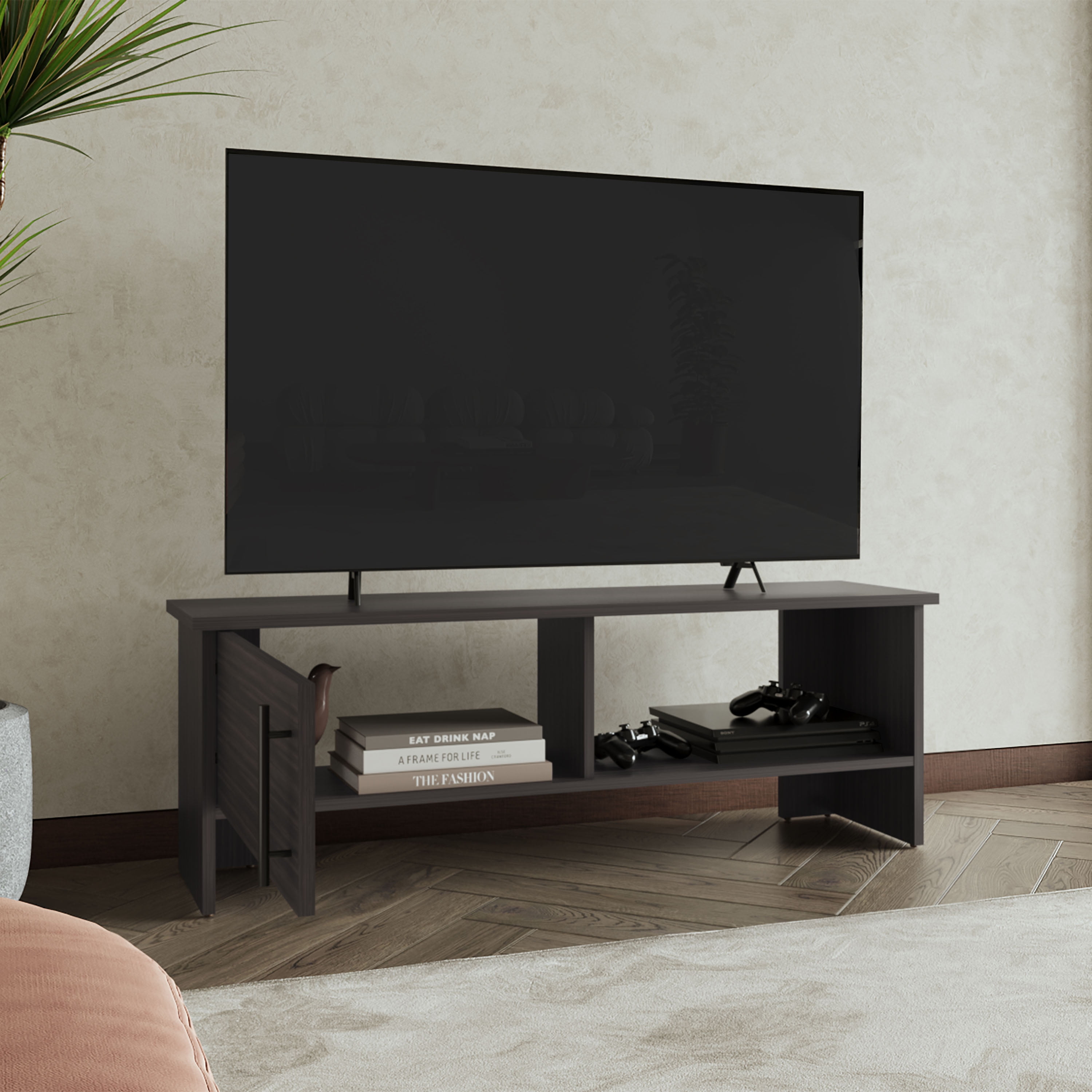 TV Stand Navia 47" Wide Tv Stand with One Door Cabinet and Open Shelf for Living Room ...