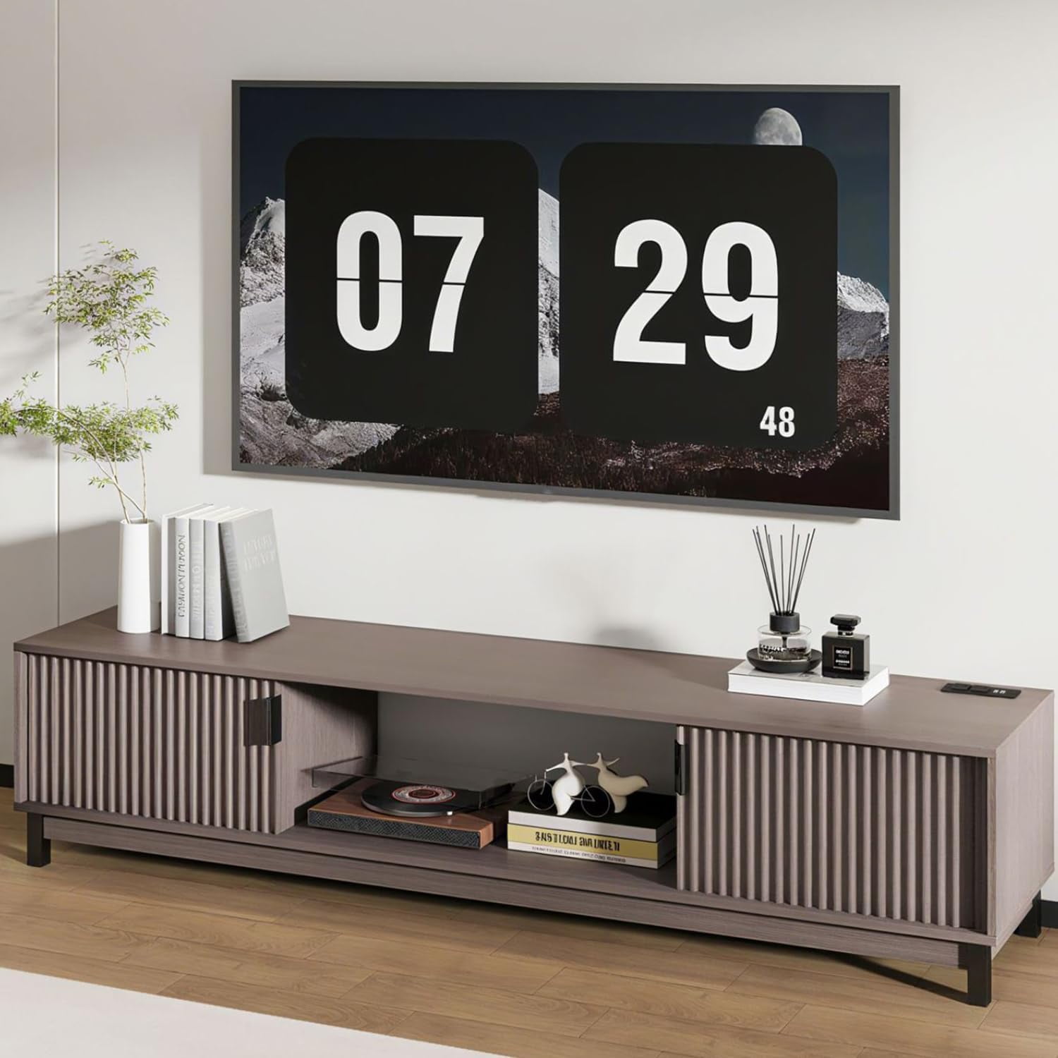 TV Stand with Power Outlet for 65 Inches TV, Luxury Mid Century Modern ...