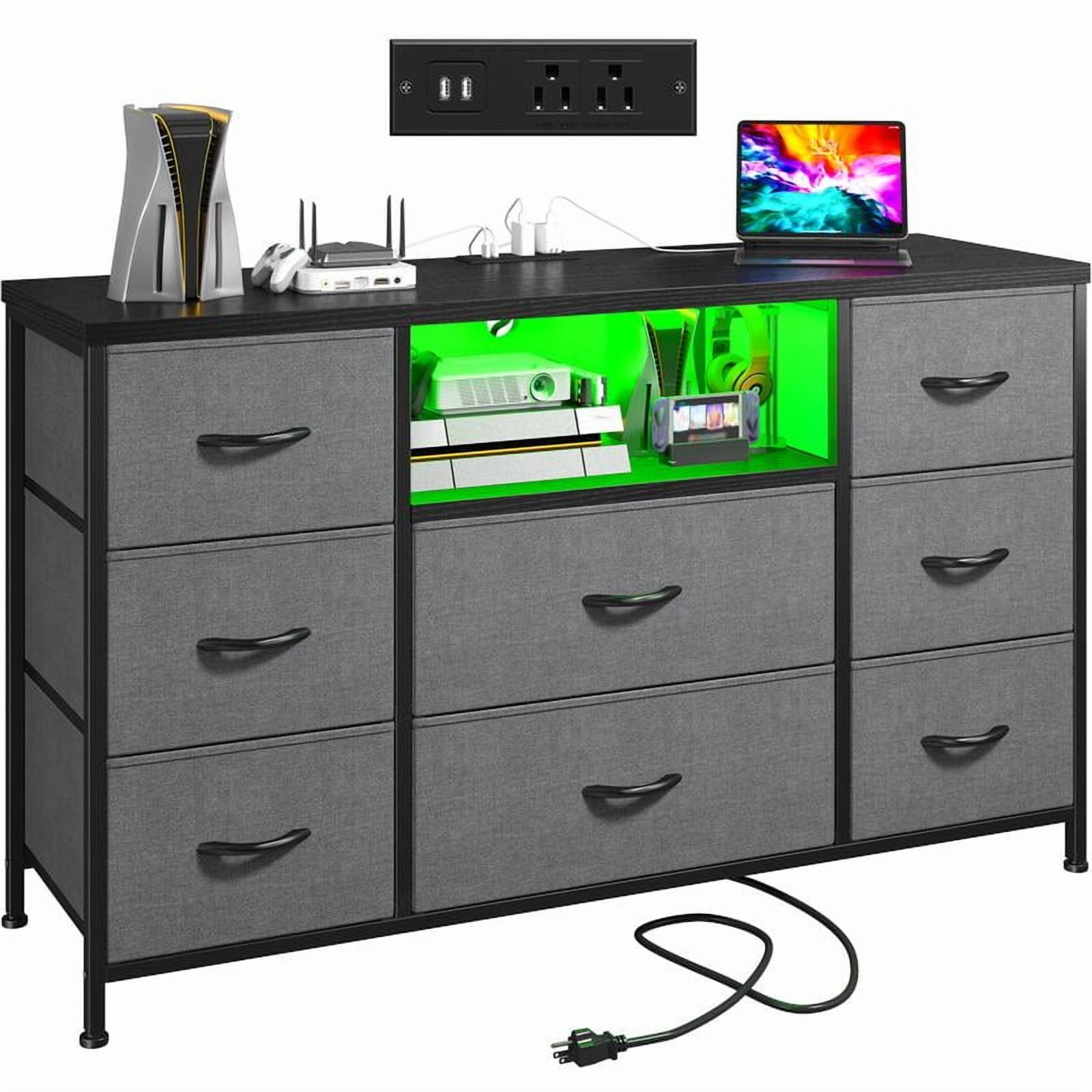 TV Stand with Power Outlet, Entertainment Center Media Console Table ...