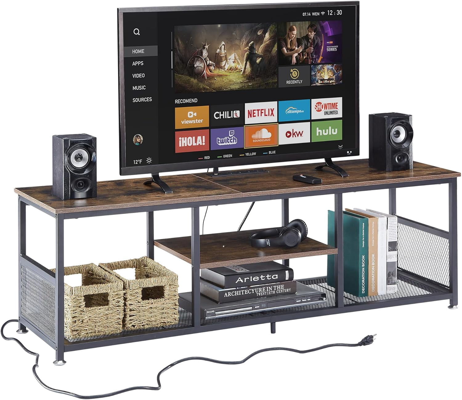 TV Stand with Power Outlets for Televisions up to 65Inch, 55" Media ...