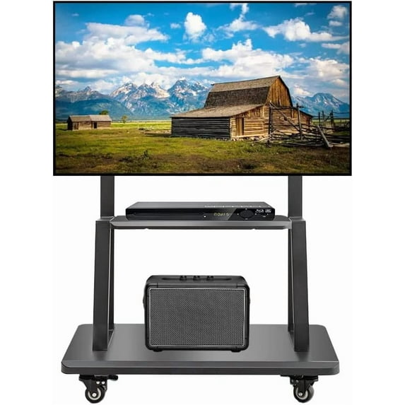 TV Stand,Rolling TVs Cart on Wheels Height Adjustable Heavy-Duty Floor ...