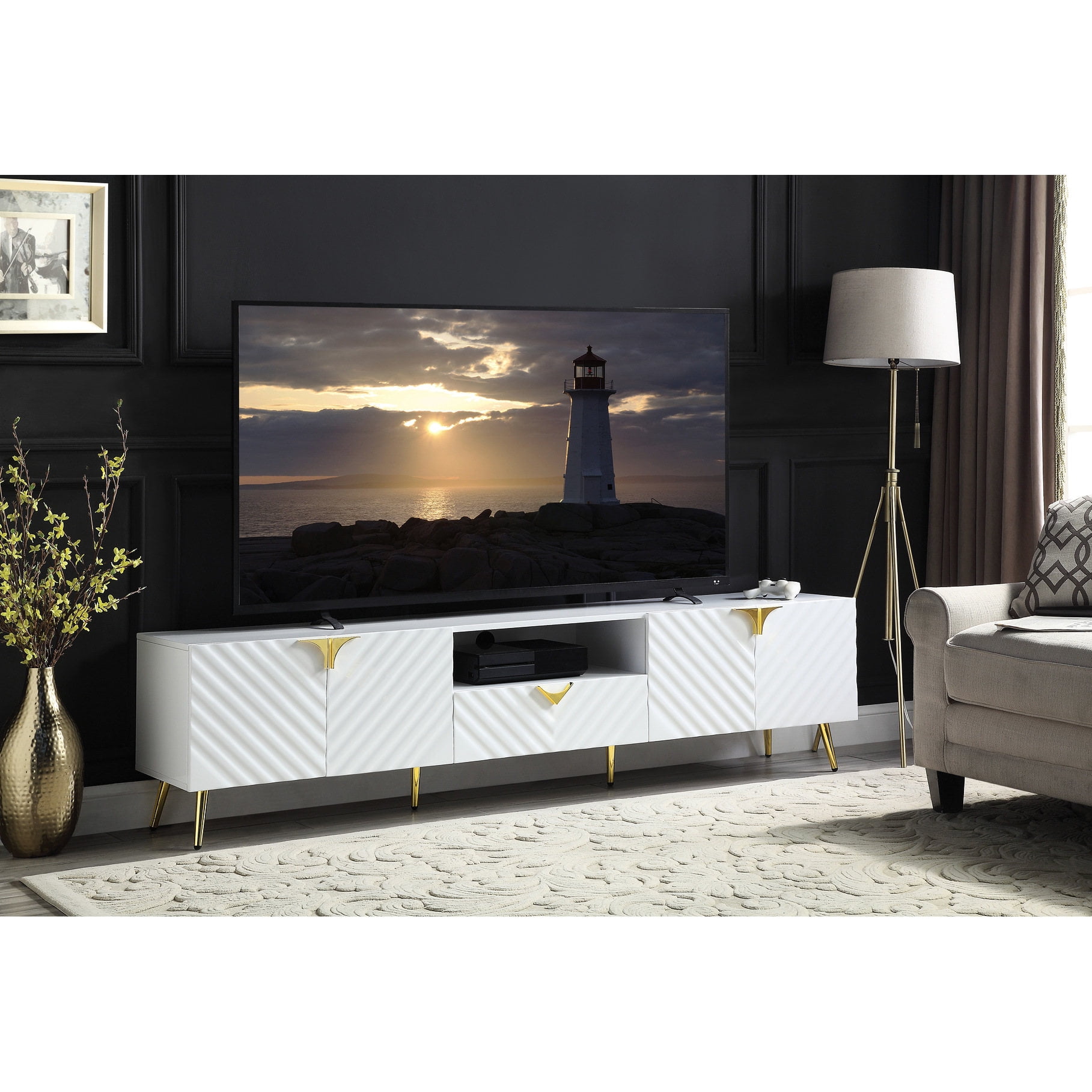 TV Stand | Suitable for 70 - 79" TV Screens | Metal Legs & Open ...