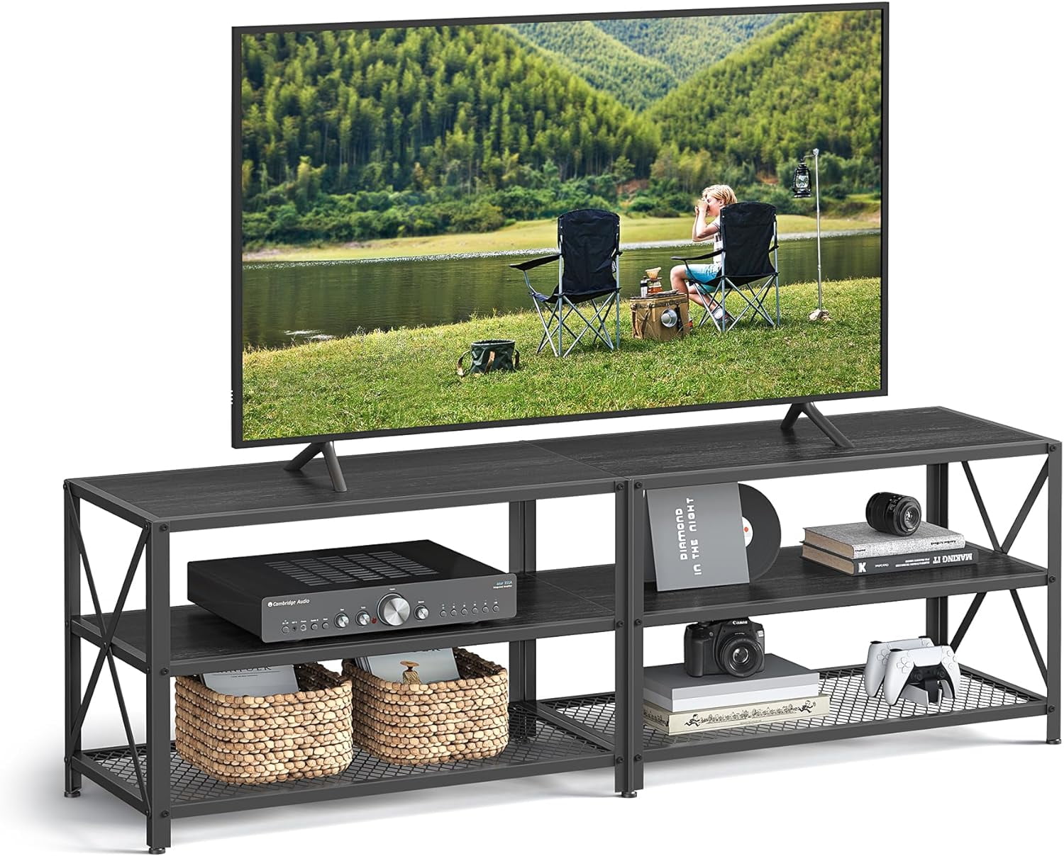 TV Stand for TV up to 70 Inches TV Entertainment Center 3-Tier TV ...