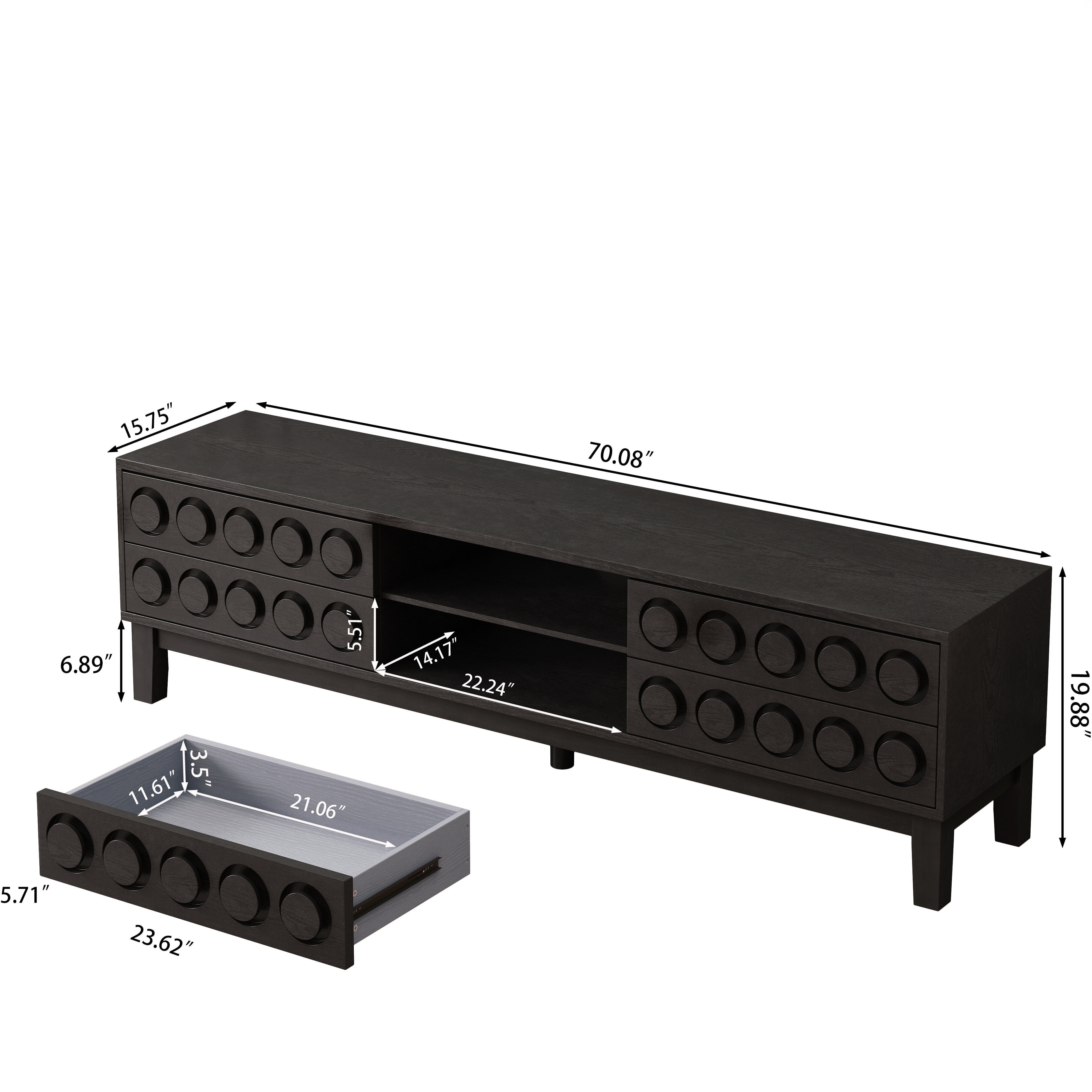 TV Stand TV Stand for TVs up to 75", Media Console with 4 Drawers ...