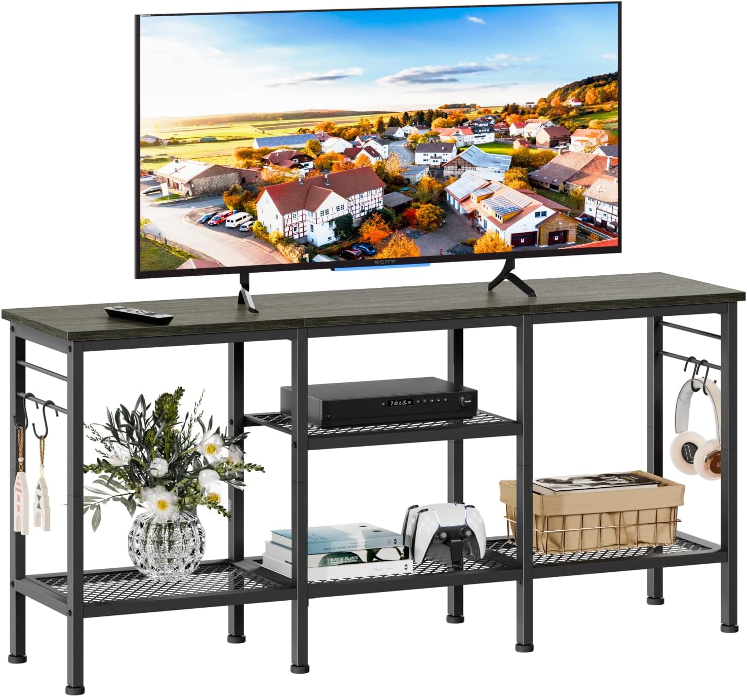 TV Stand for TVs up to 55 Inch, Entertainment Center with Open Storage ...