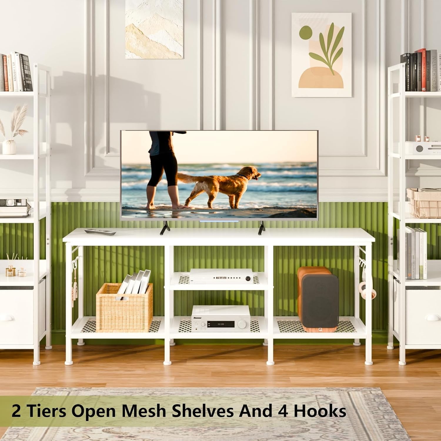 TV Stand for TVs up to 55 Inch, Entertainment Center with Open Storage ...