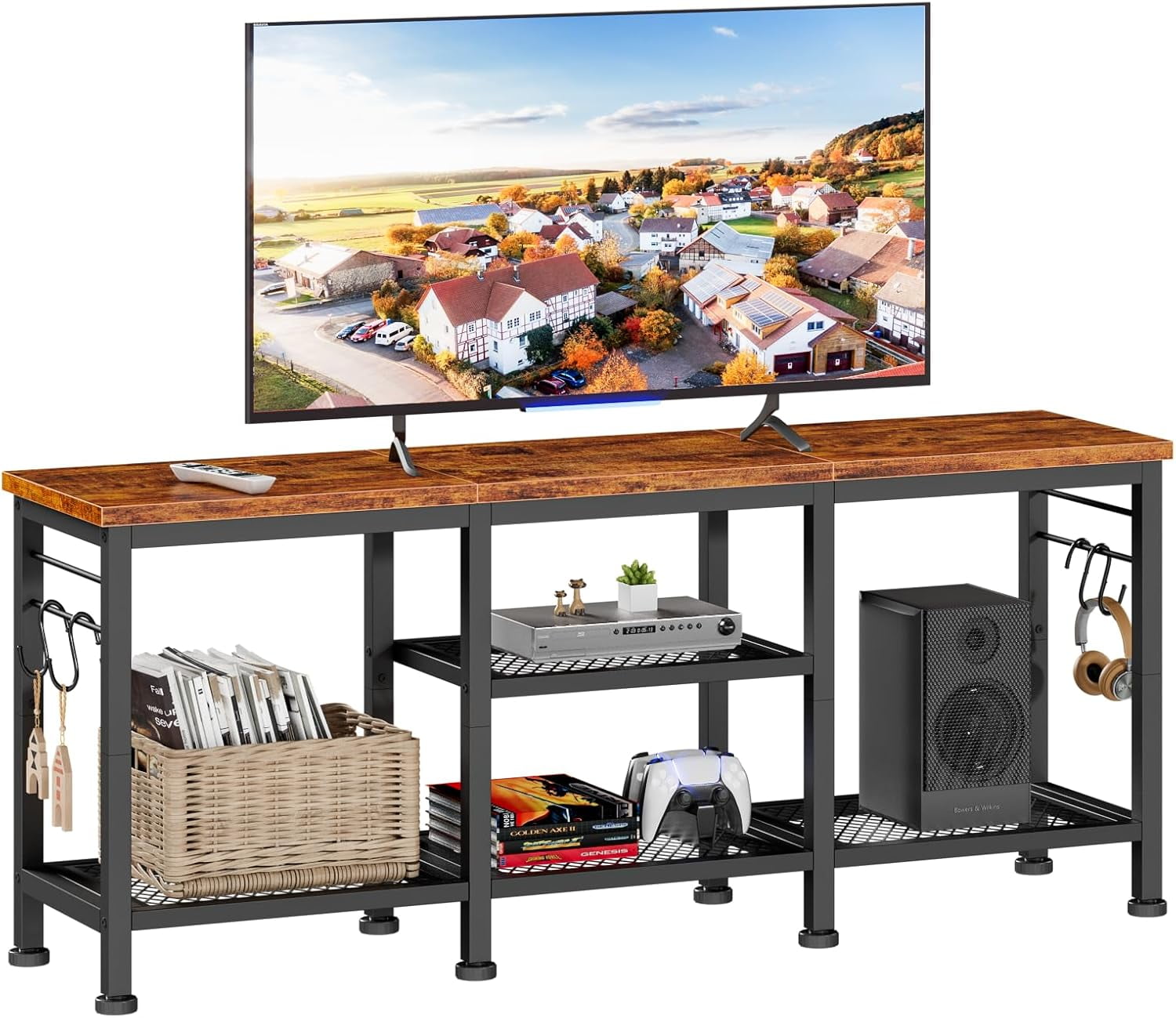 TV Stand for TVs up to 55 Inch, Entertainment Center with Open Storage ...