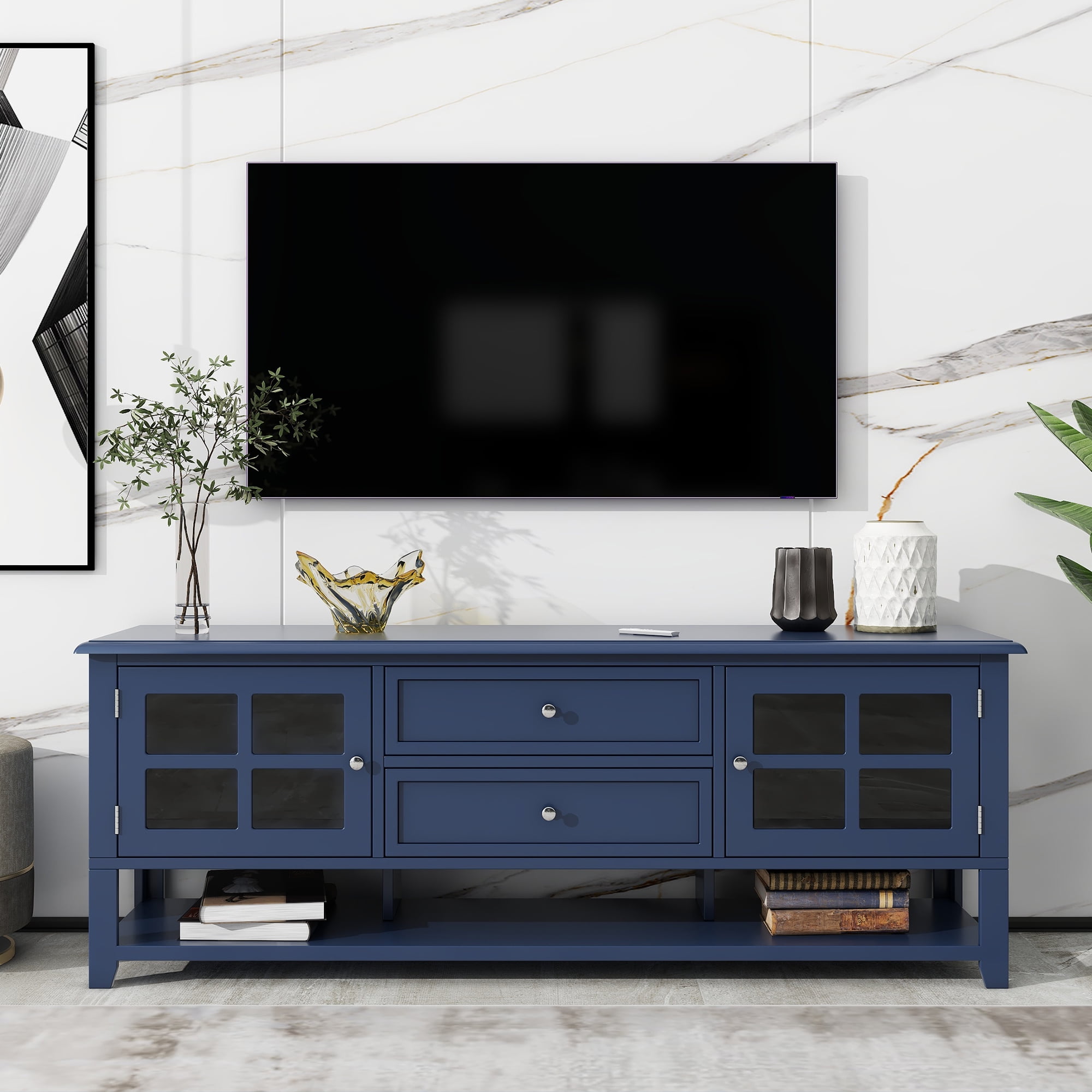 TV Stand for TVs up to 60'', Entertainment Center with Multifunctional ...