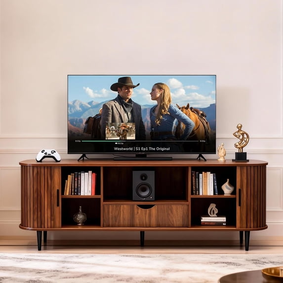 TV Stand for TVs up to 60 Inch,Industrial Rustic Brown Console with ...