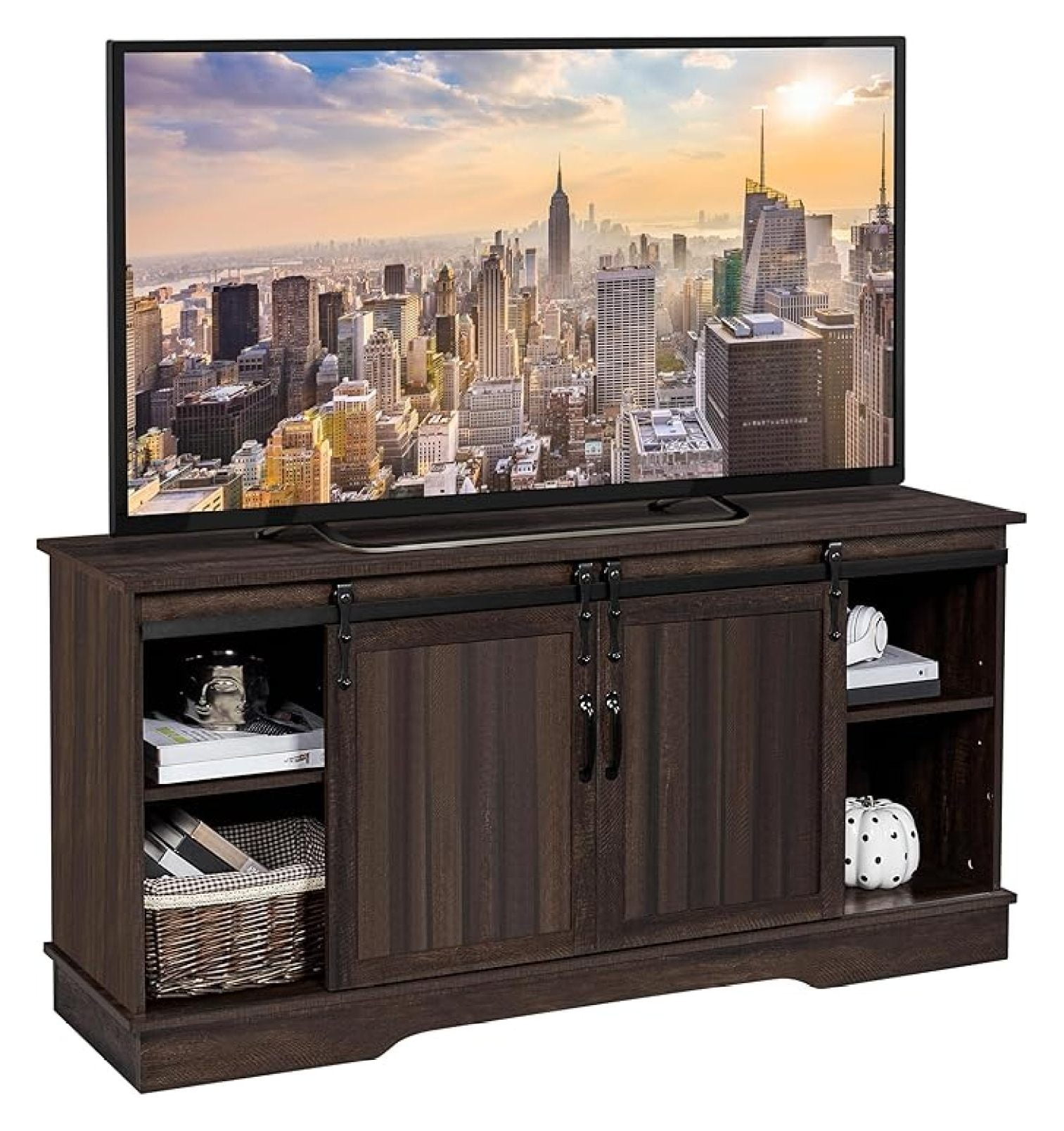 TV Stand for TVs Up to 65 inch, Farmhouse Media Entertainment Center ...