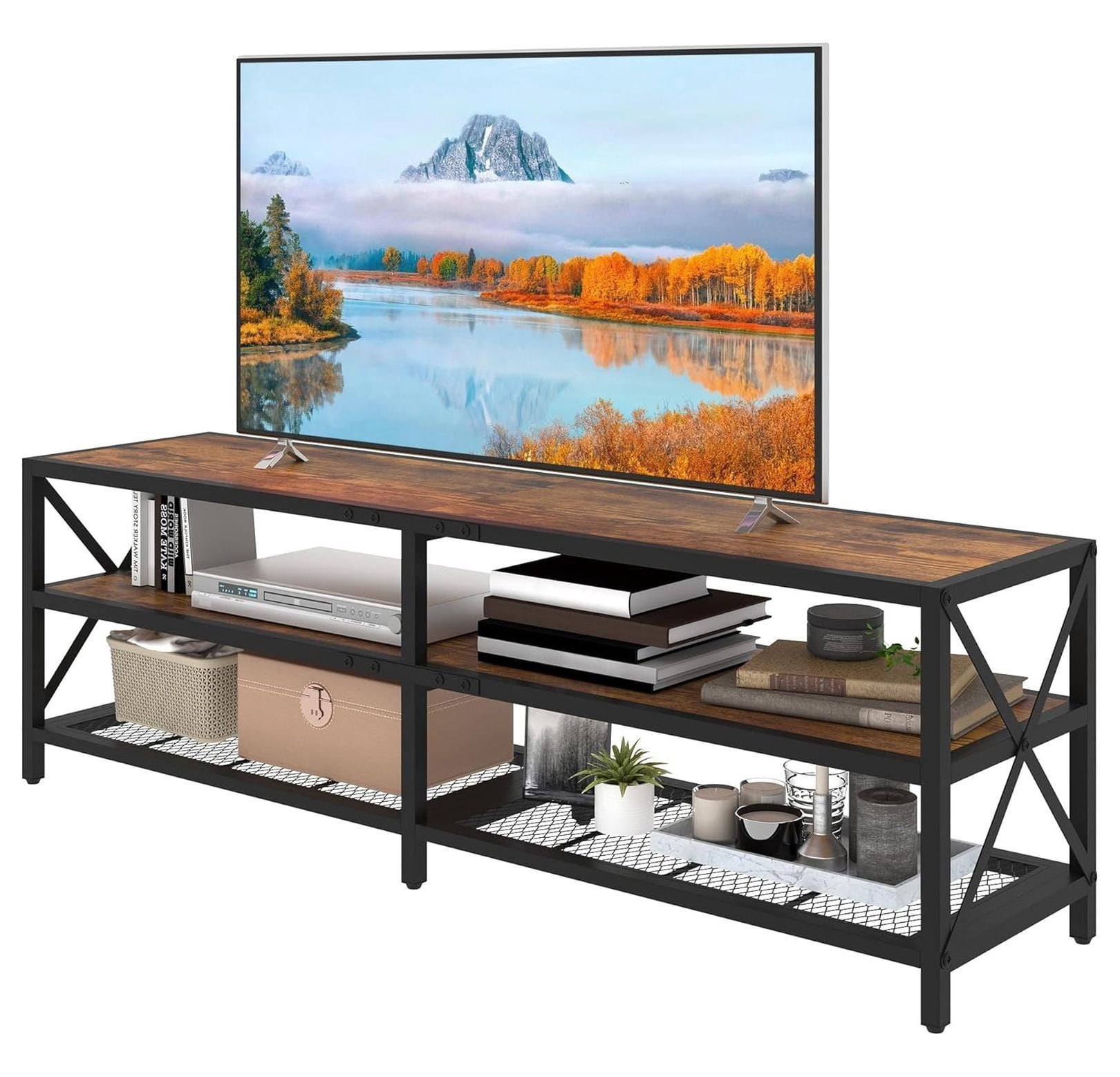 TV Stand for TVs Up to 75 Inches, Industrial Entertainment Center with ...