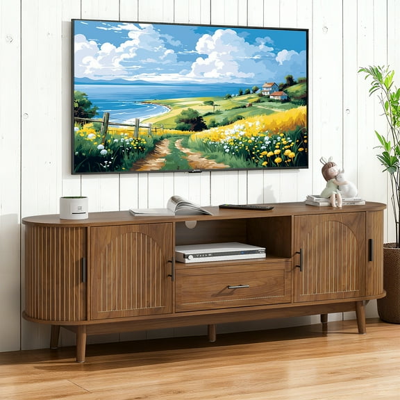 Mid Century Modern TV Stand with Power Outlet for TVs up to 60 Inch ...