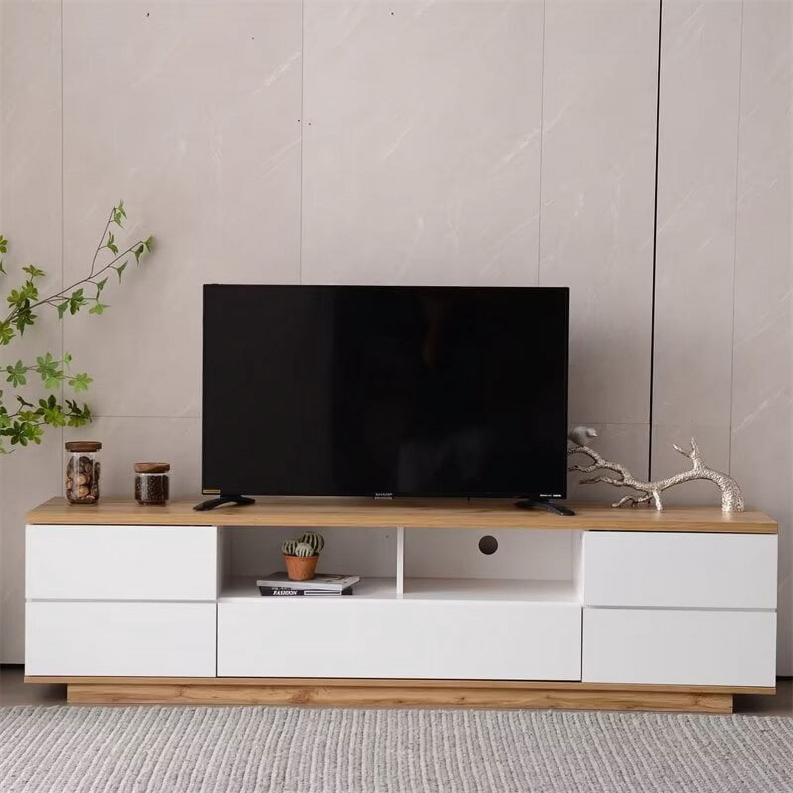 TV Stand for TVs up to 80'', Modern Media Entertainment Center Console ...