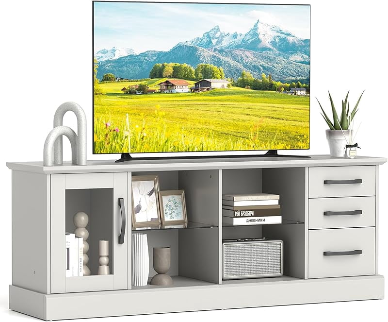 TV Stand for TVs , Entertainment Center w/Cable Management Holes ...