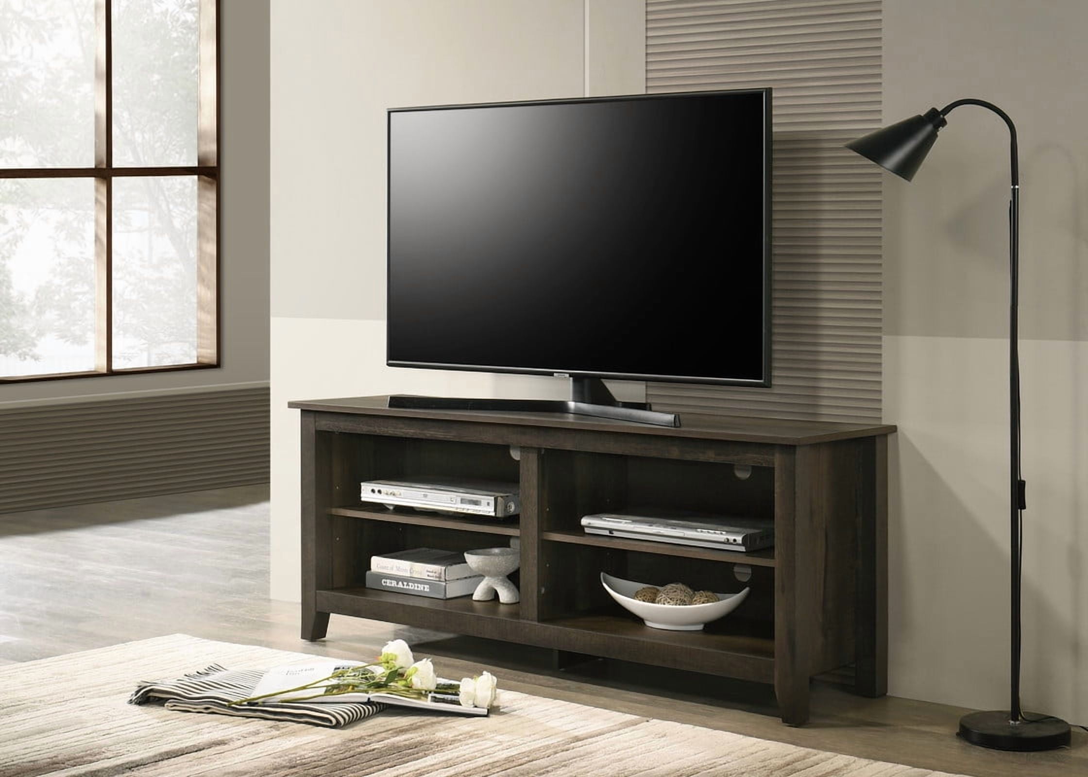 TV Stand Trove 58" Wide Dark Dusty Oak Finish TV Stand with Open ...
