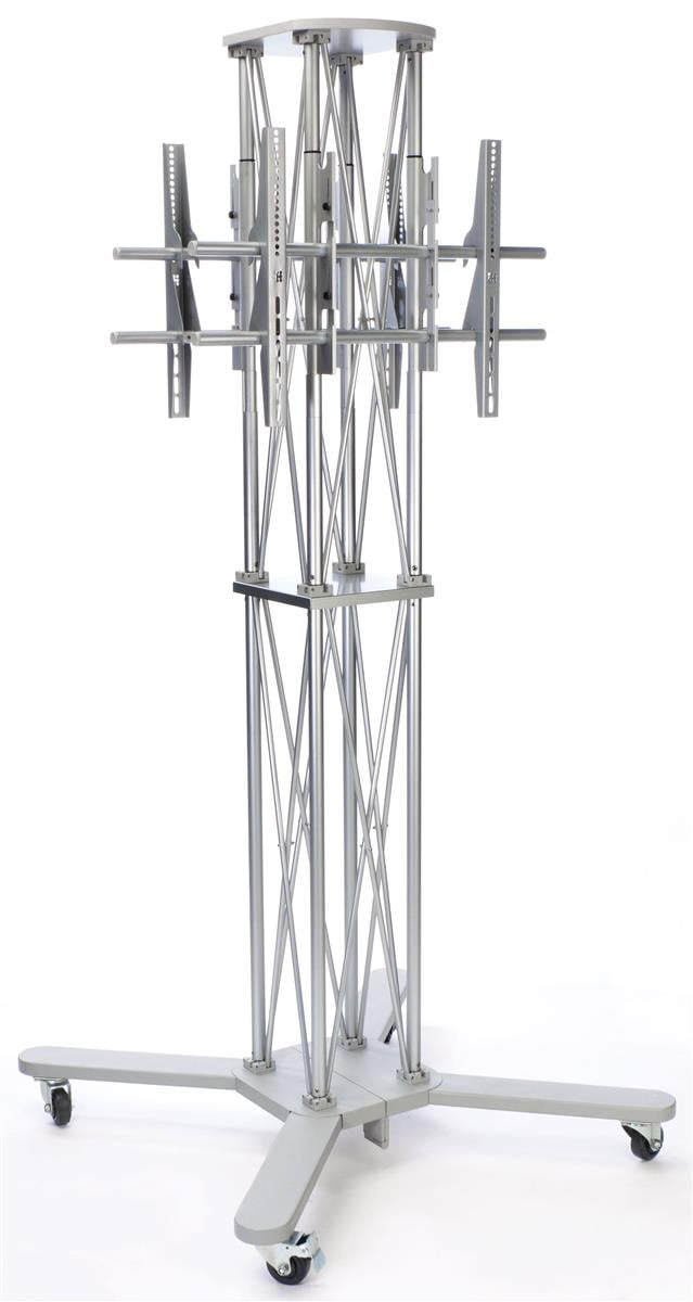 TV Stand with Truss Structure Holds (2) 60" Monitors, Locking Casters ...