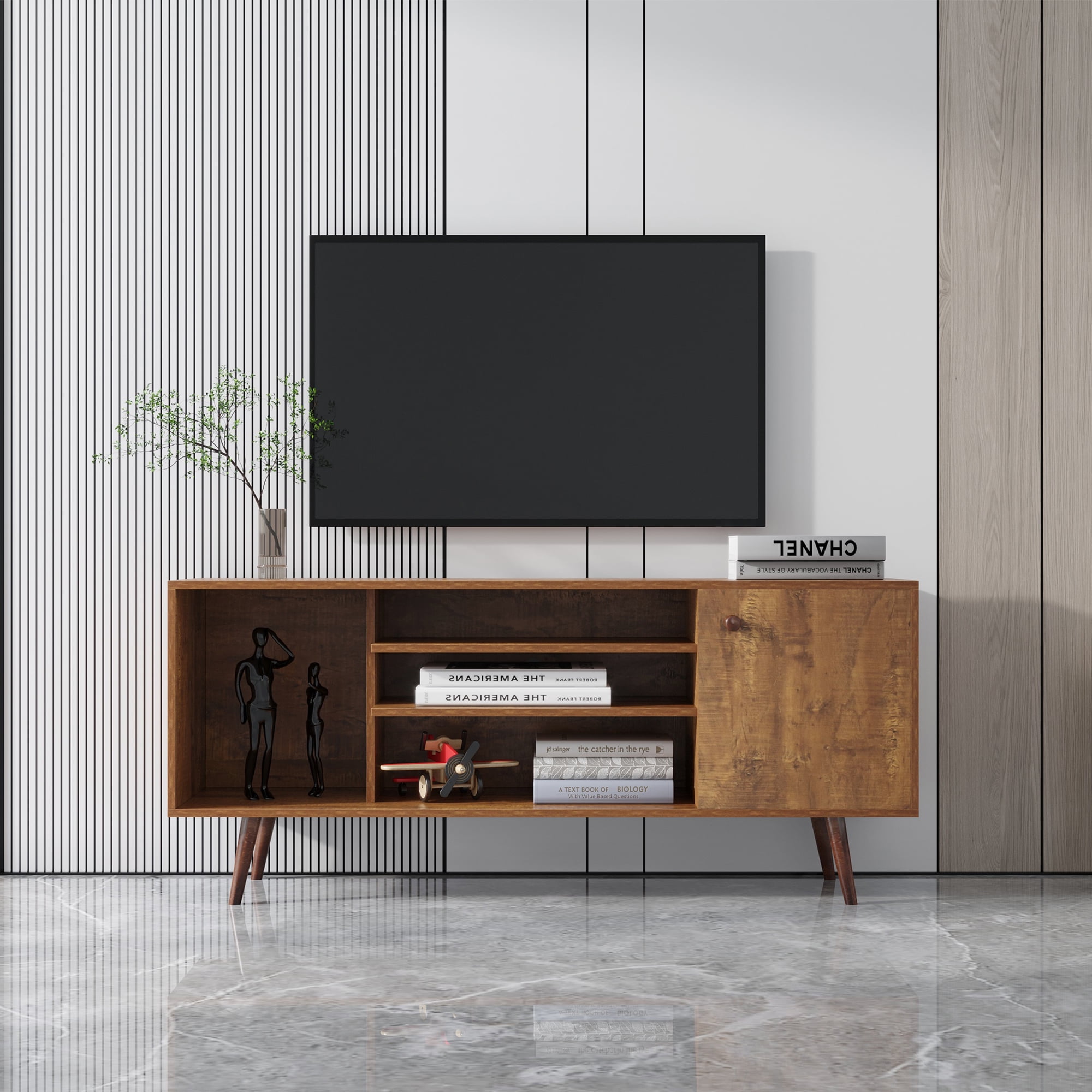 High-Quality TV Stand for Living Room, Particle Board and Fir Wood, 1 ...