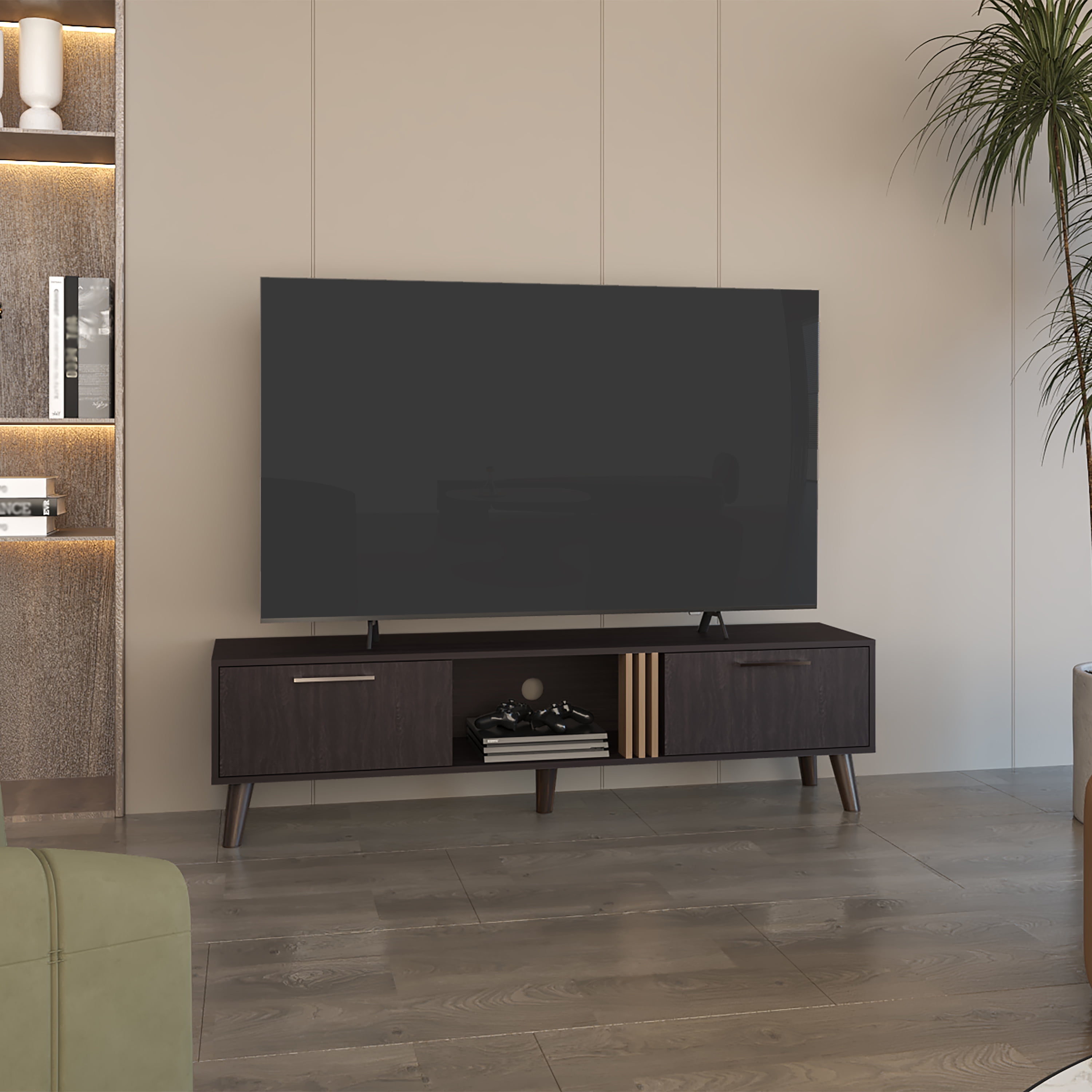 TV Stand Vance 63" Wide Tv Stand with Two pull down Cabinets, Two ...
