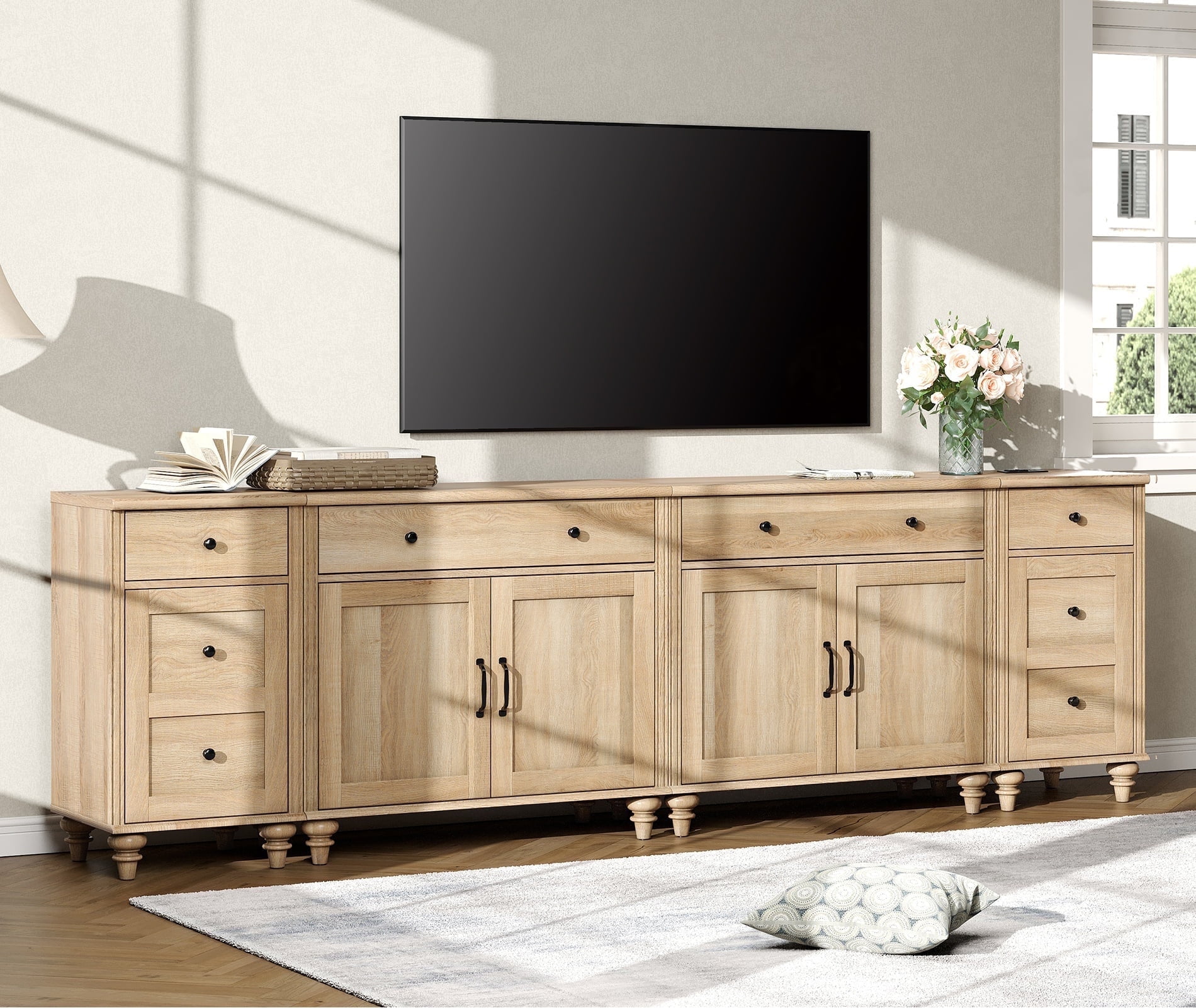 WAMPAT TV Stand for 100 Inch TV, 4-in-1 TV Console Table for 75/80/85 ...