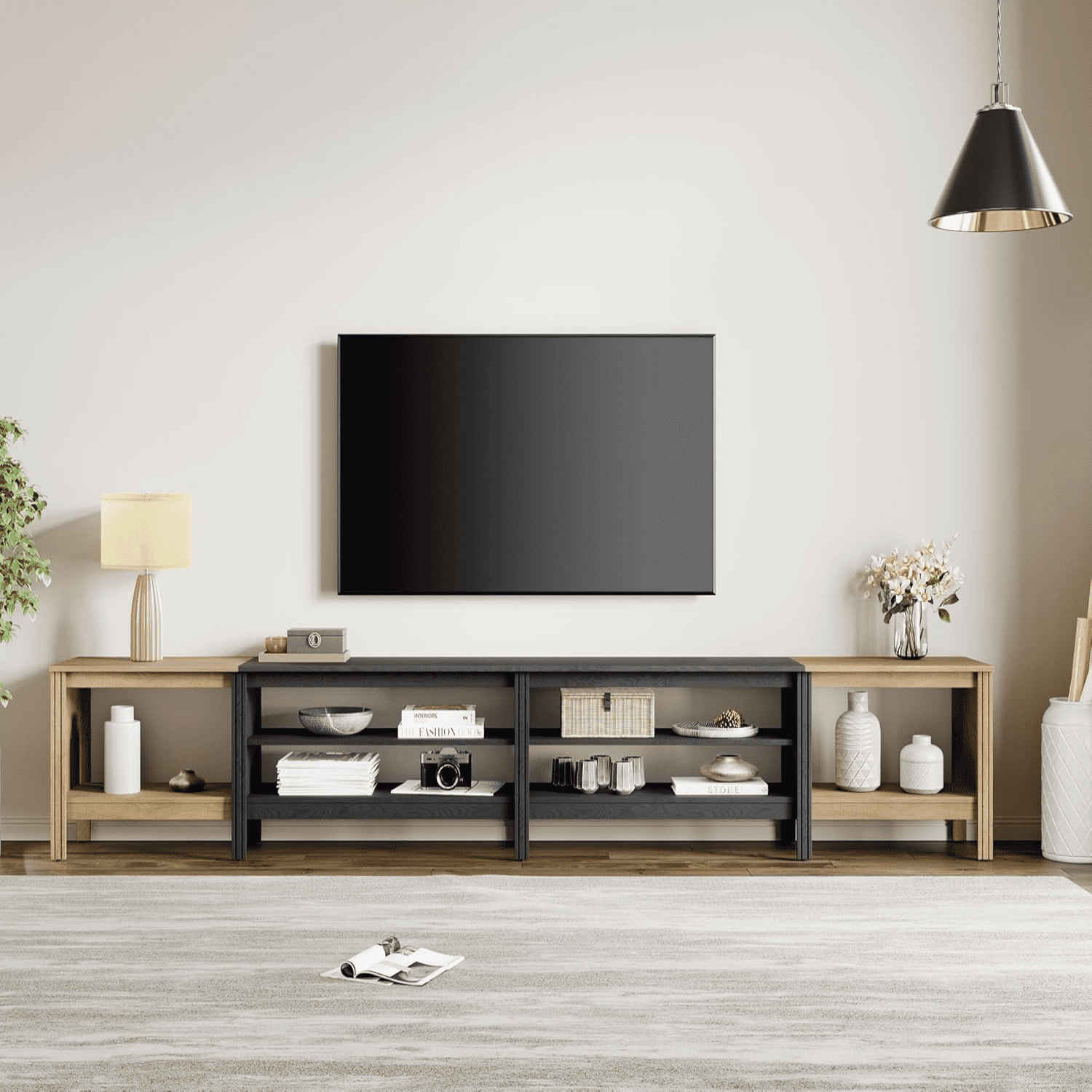 TV Stand for 100 Inch TV Wood Entertainment Center for 95 90 85 inch TV ...