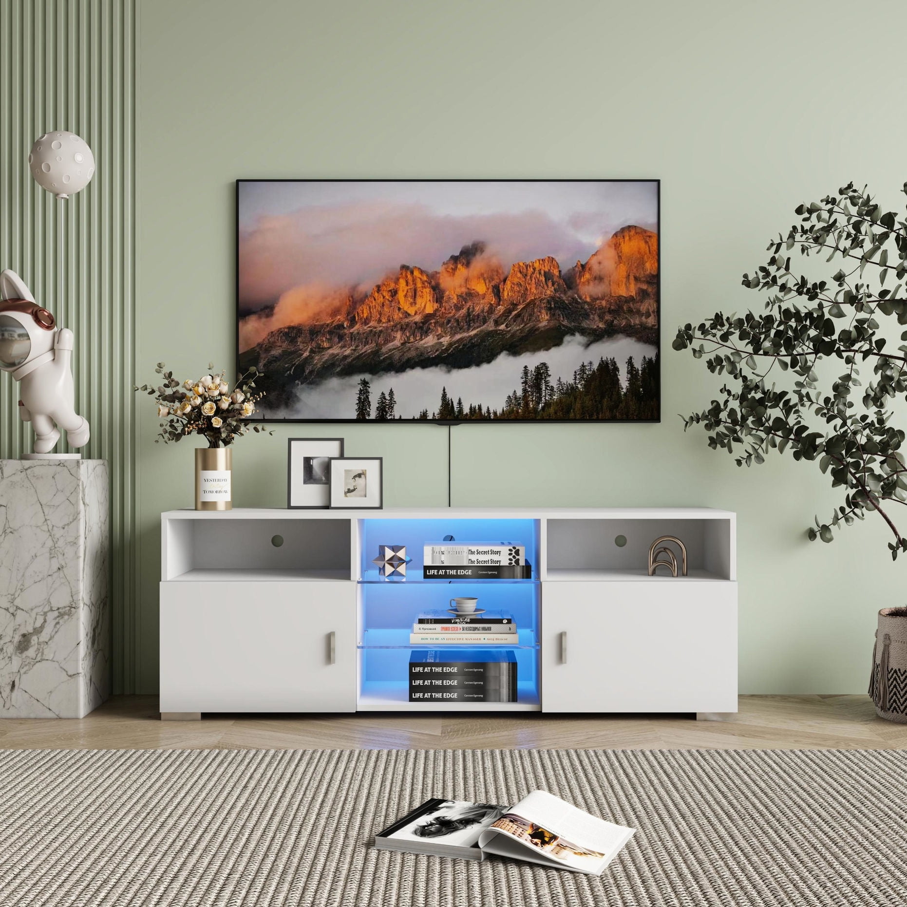 TV Stand for 32 - 60 Inch TVs | Height - Adjustable Shelves for DVDs ...