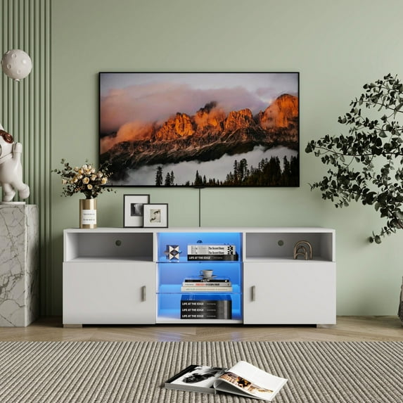 TV Stand for 32 - 60 Inch TVs with LED Lighting | 16 - color RGB Lights ...