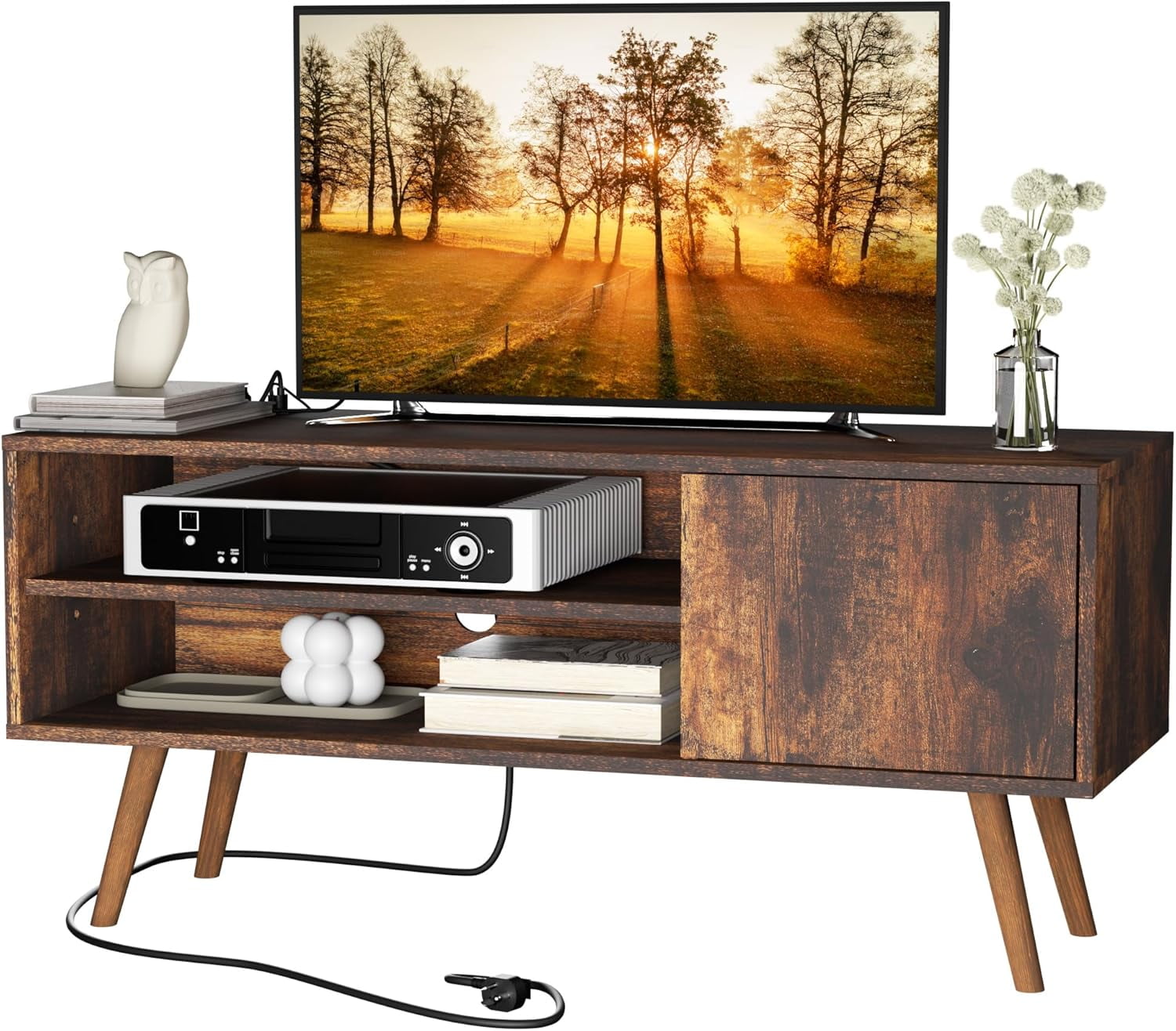 TV Stand for 48 Inch TV, Mid Century Modern Entertainment Center with ...