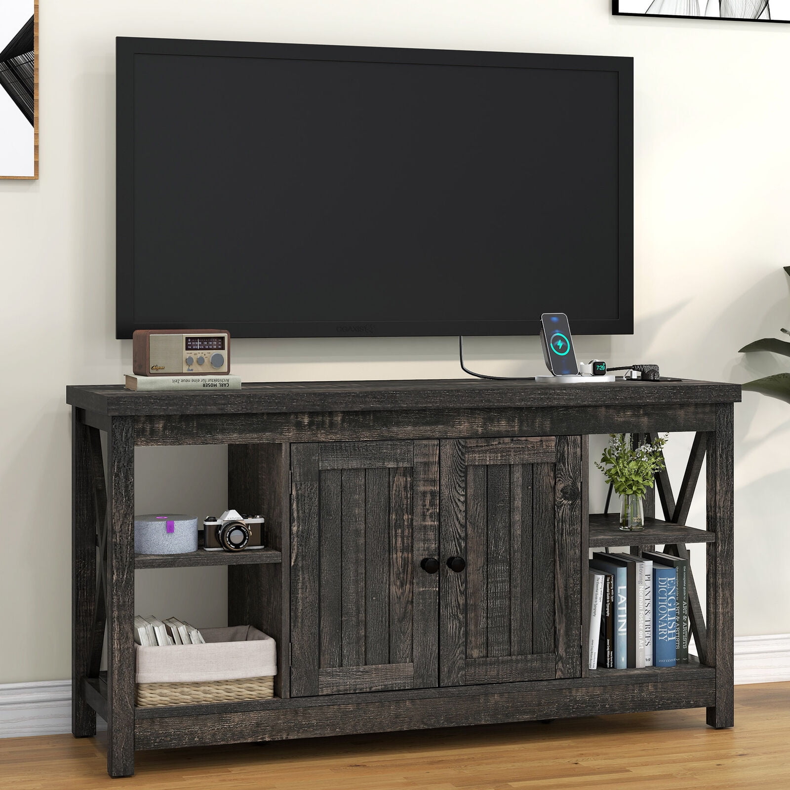 TV Stand for 55/50 Inch w/Power Outlet Entertainment Center Media ...