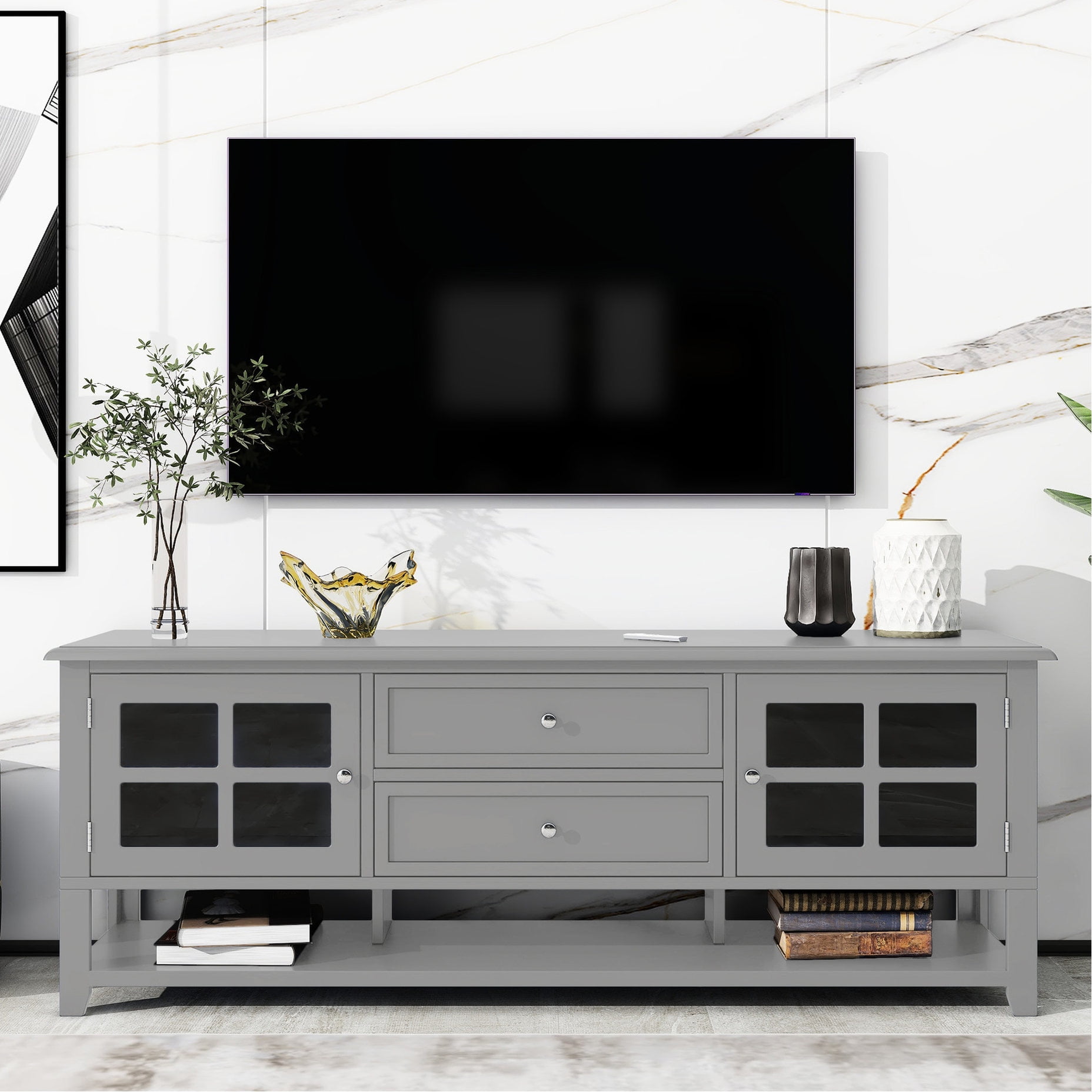 TV Stand for 60-inch TVs | Storage for Decor & TV Components | Anti ...