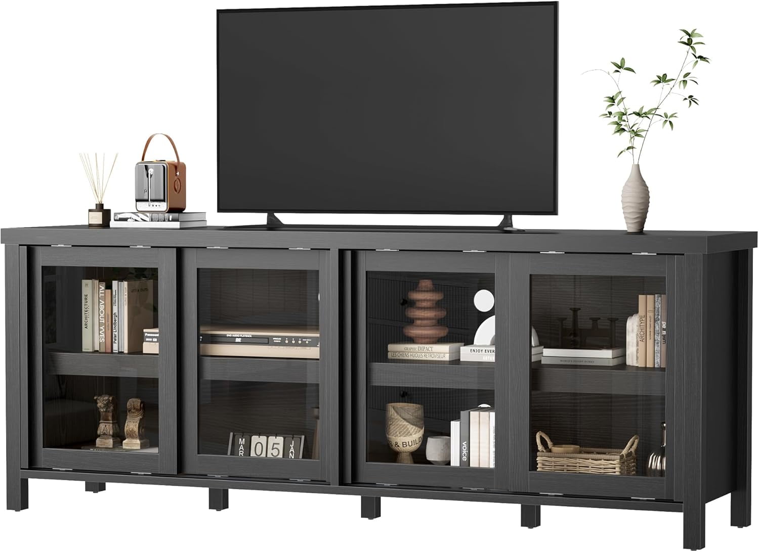 TV Stand for 65-Inch TVs， Mid-Century Modern Entertainment Center with ...